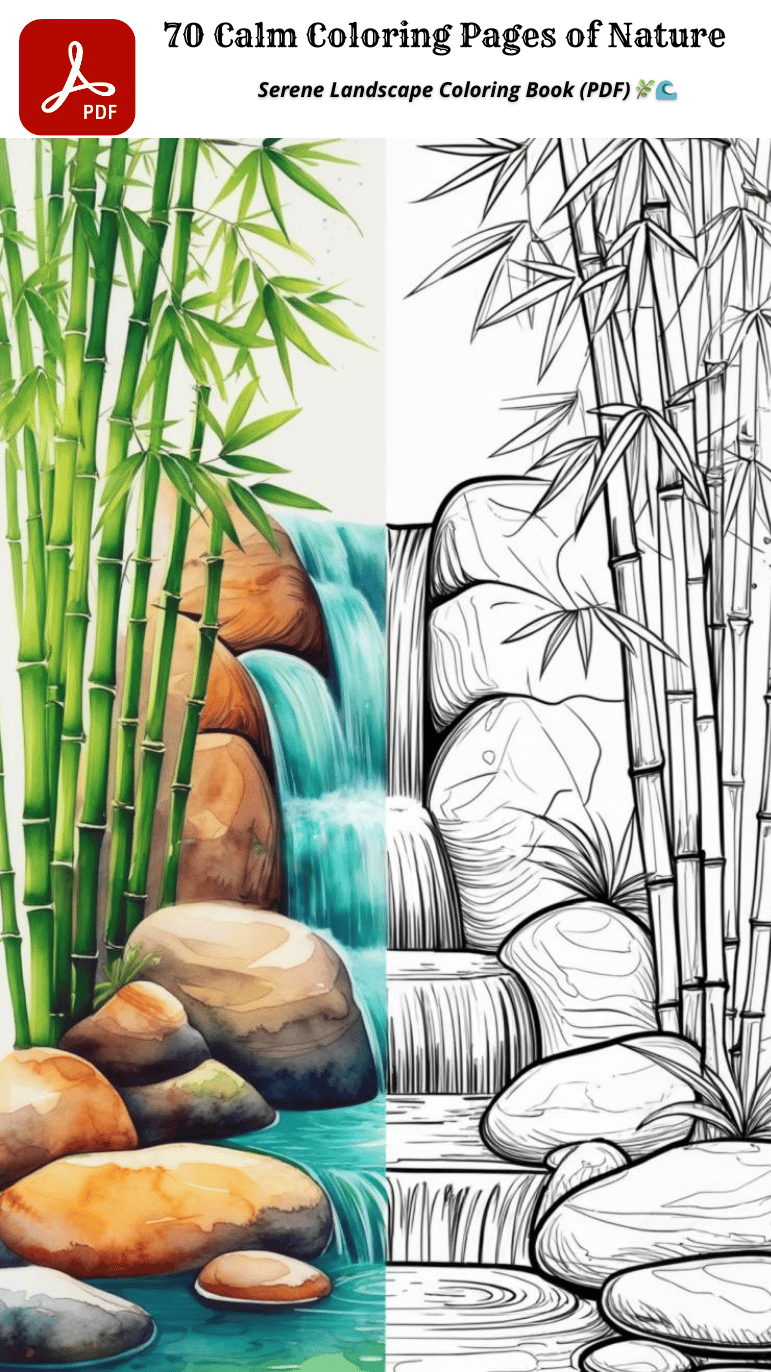 70 Calm Coloring Pages of Nature – A Serene Landscape Coloring Book for ...