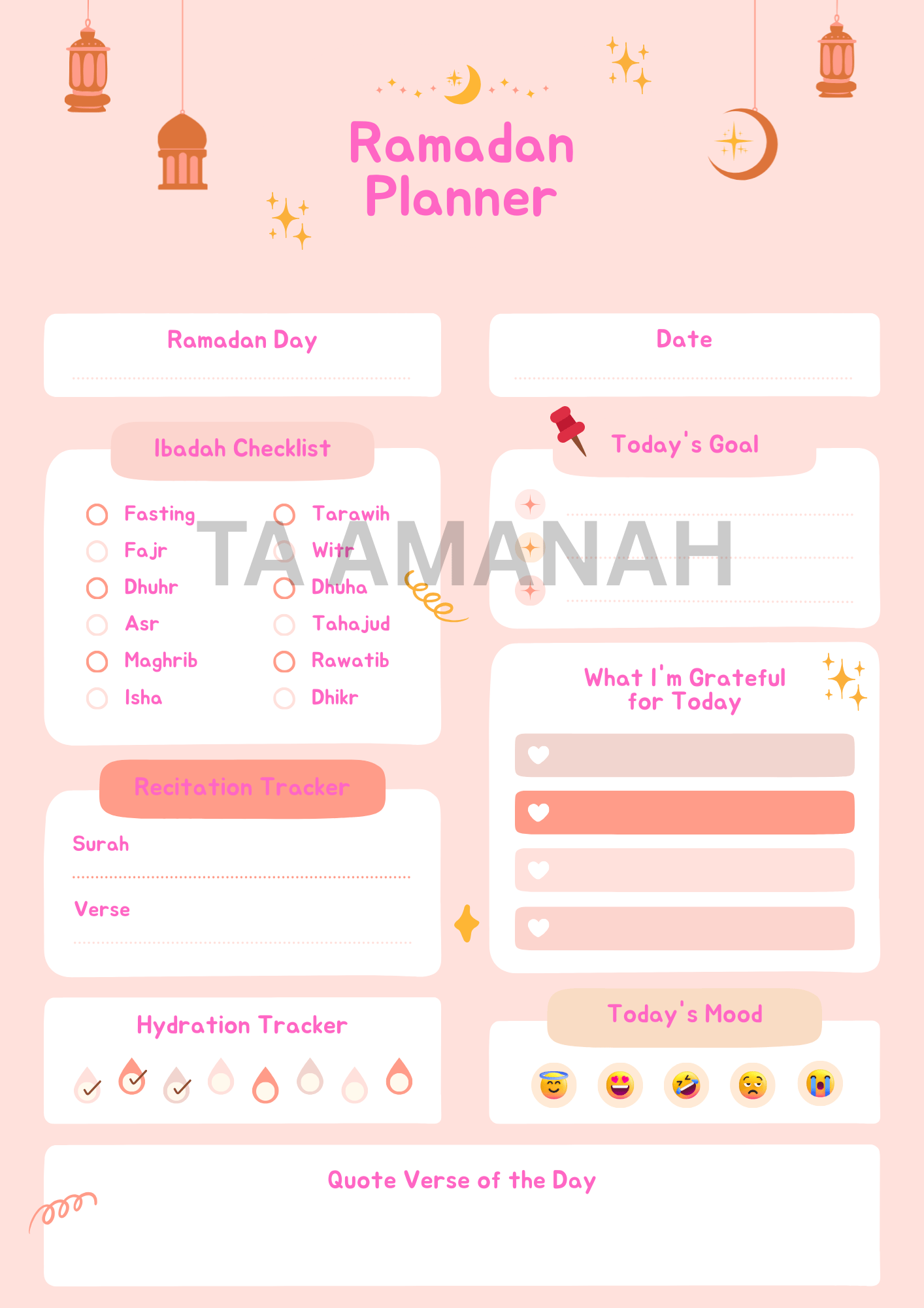 Ramadan Planner 2026 | Daily Ibadah Tracker, Salah & Quran Journal ...