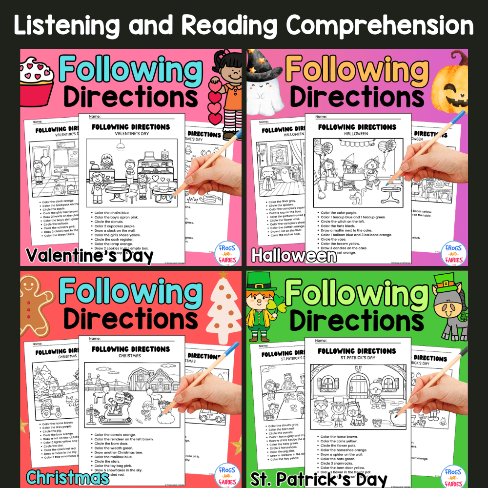 Growing Follow the Directions Worksheets Bundle – Holiday Reading ...