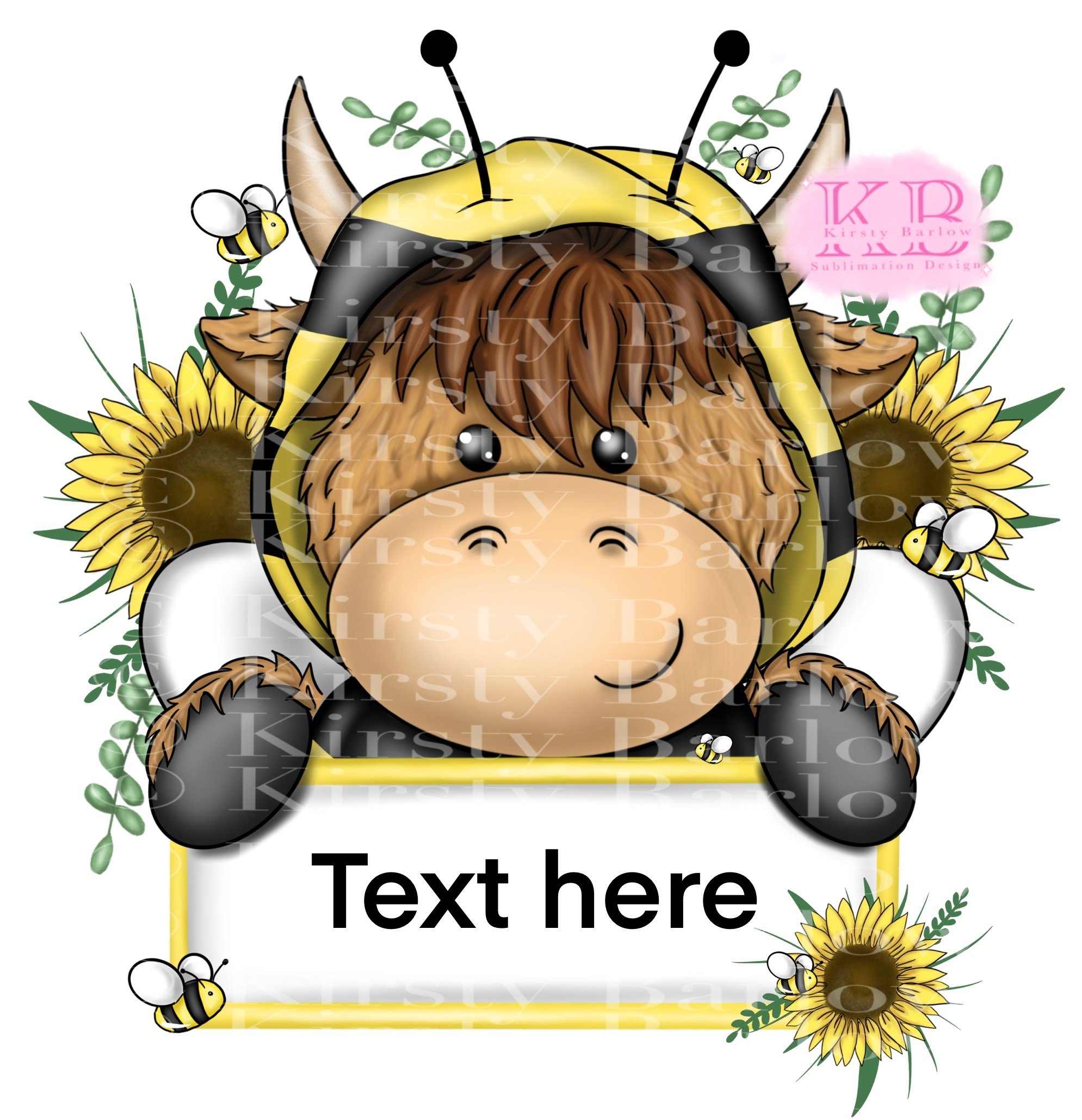Highland cow bee plaque design - Payhip