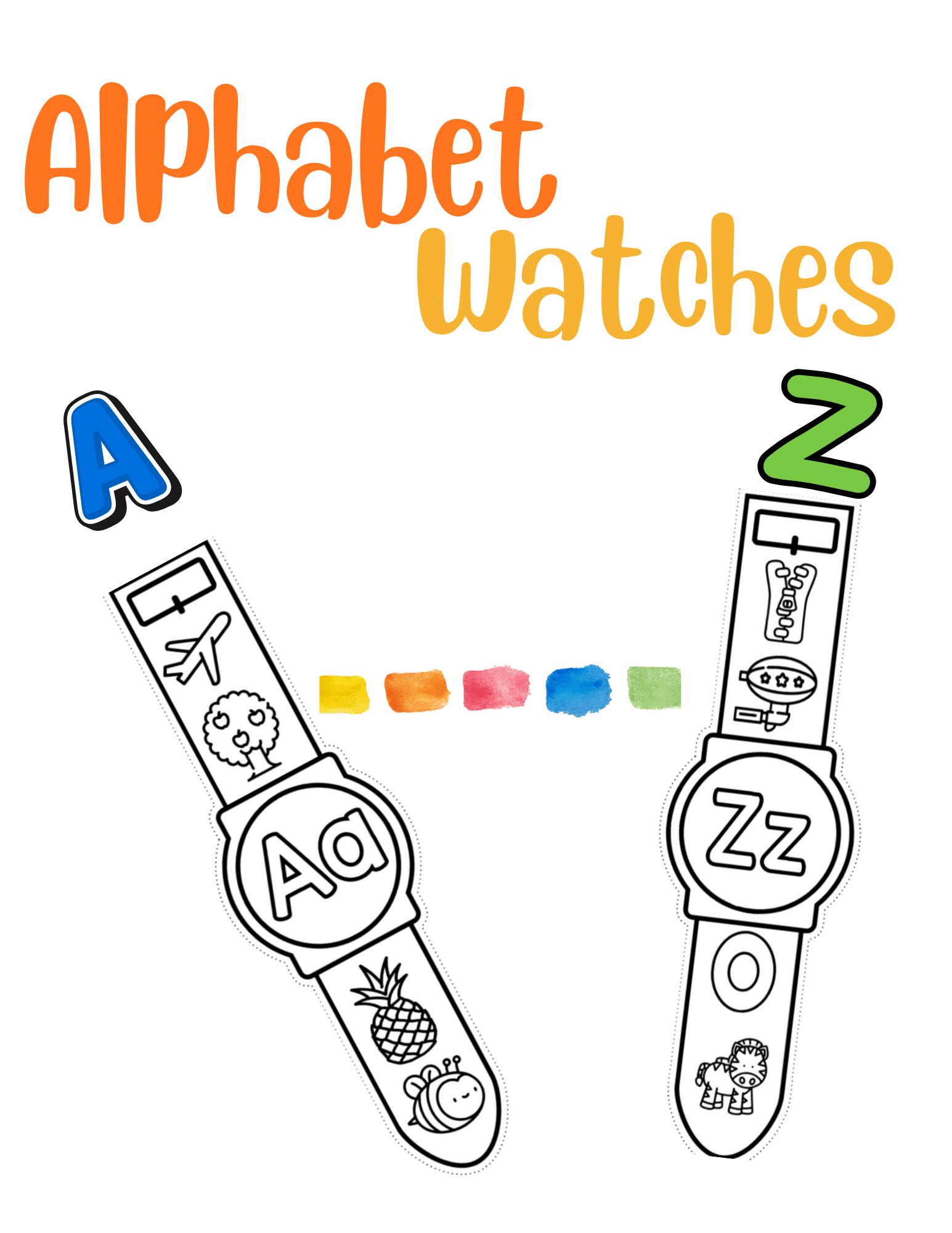 ABC Learning Watches – Printable (Coloring & Cut-Out) - Payhip