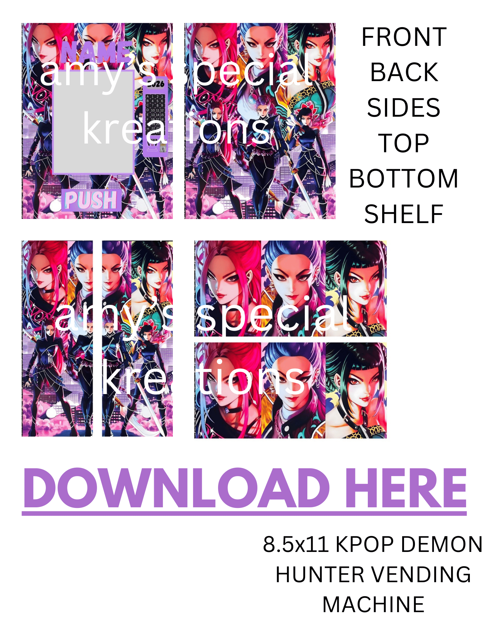 KPOP DEMON HUNTERS 8.5X11 VENDING MACHINES - Payhip