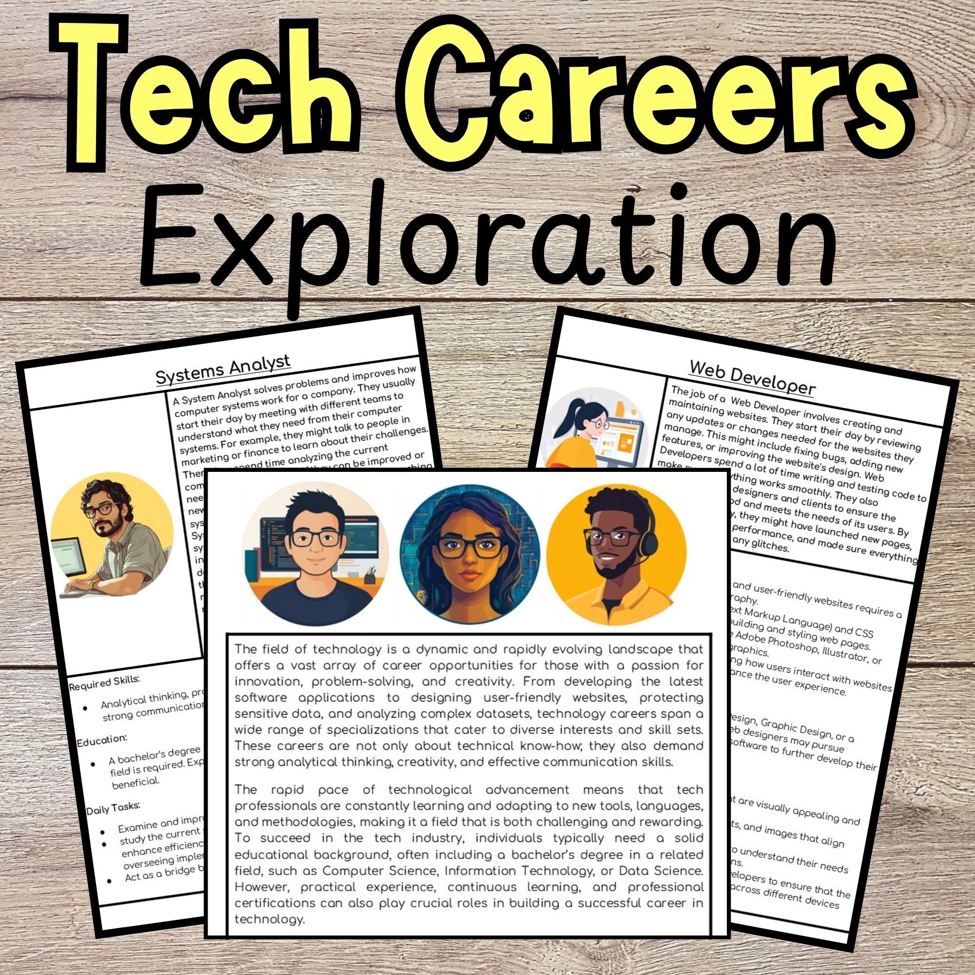 Technology Career Exploration Worksheets - Emergency Sub Plans - Payhip