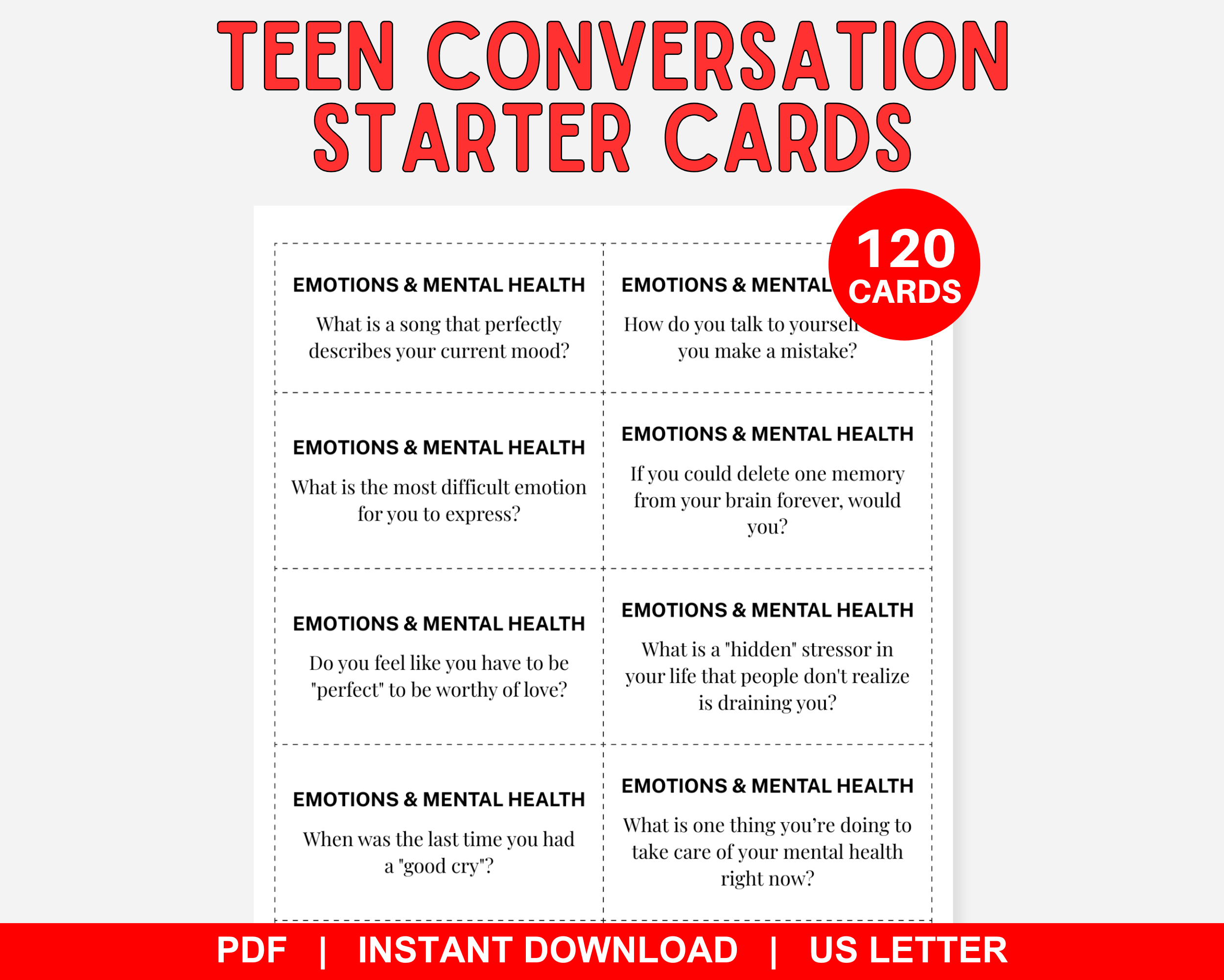 Teen Conversation Starter Cards, Teen Talk Cards, Icebreaker Questions ...