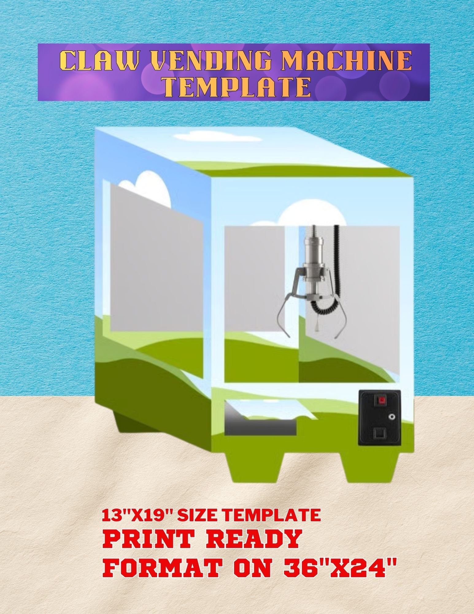 Editable 13×19 Claw Machine Design – Easy Drag & Drop Template - Payhip