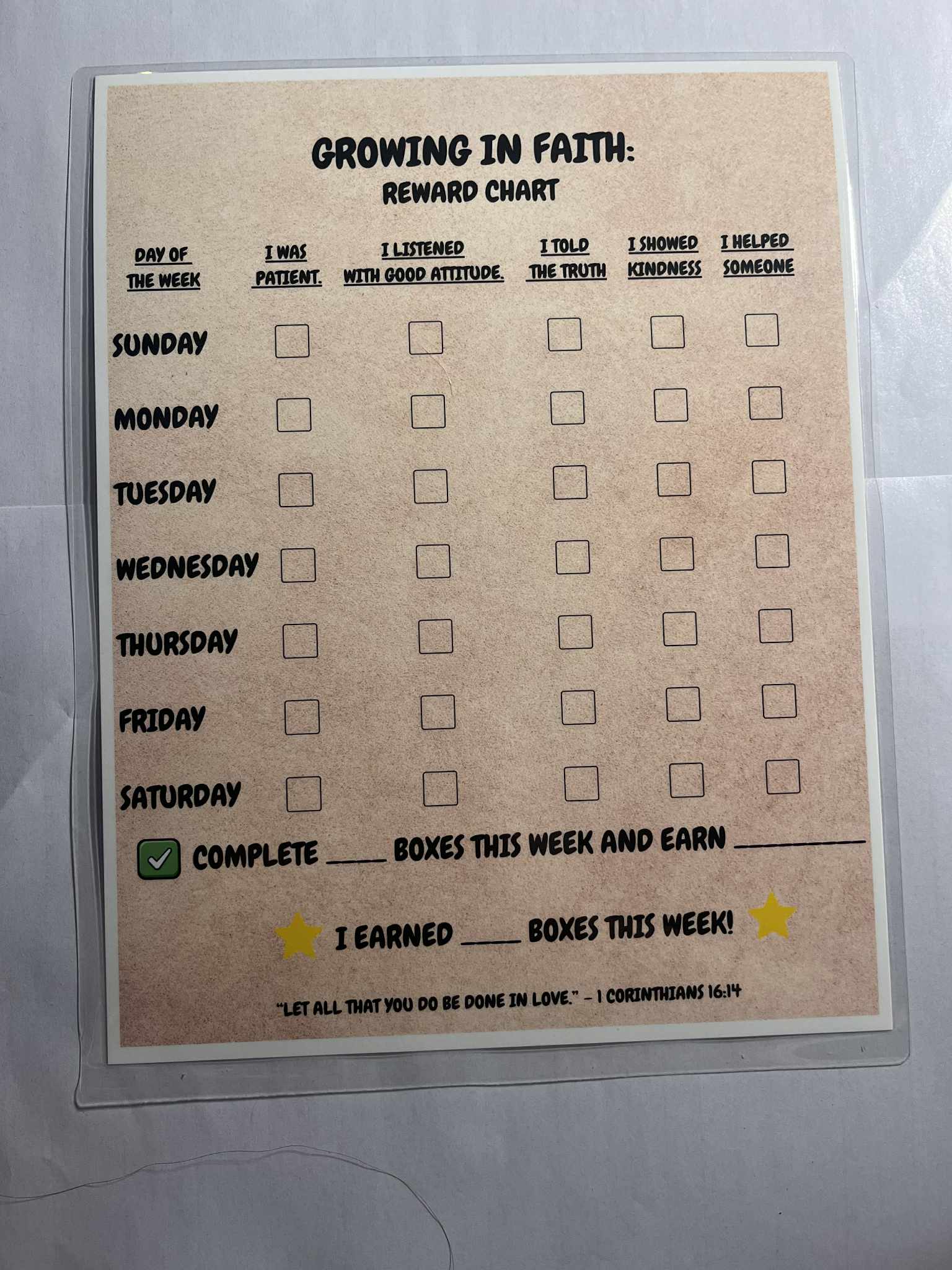 Growing in Faith weekly reward chart (kids) - Payhip