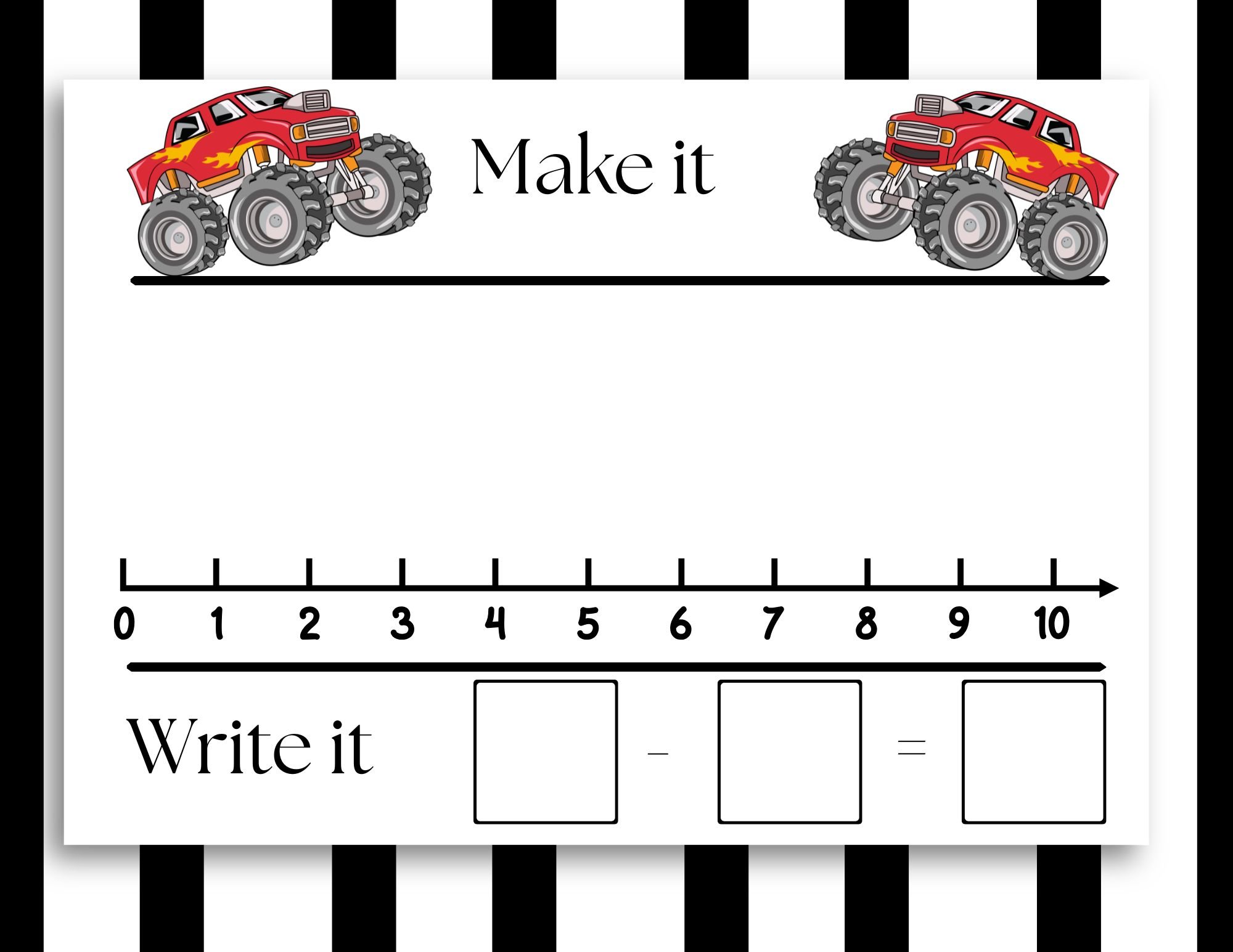 Monster Truck Subtraction Mat – Fun Math Practice for Kids! - Payhip