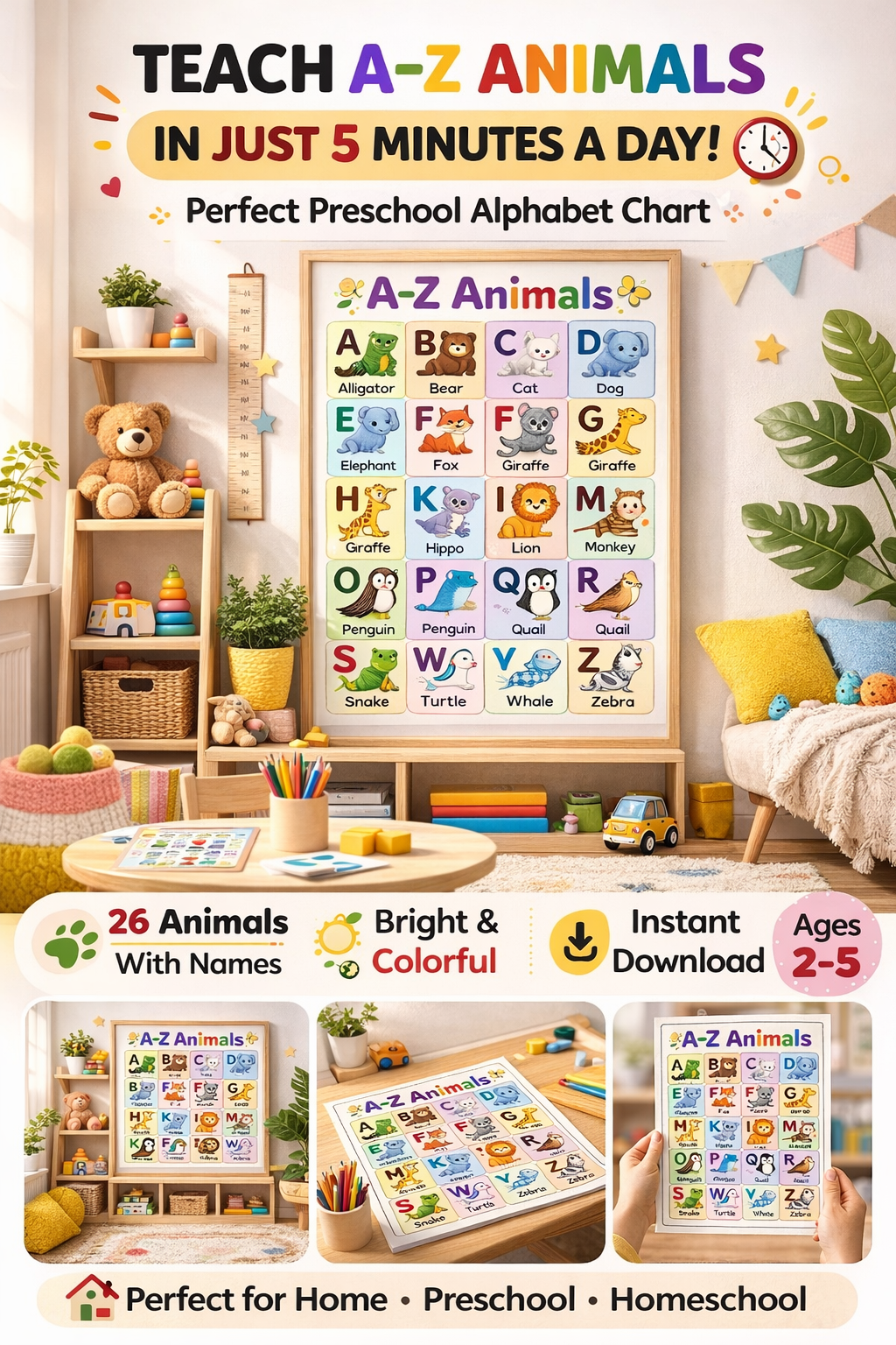 A-Z Alphabet Animal Chart for kids - Payhip