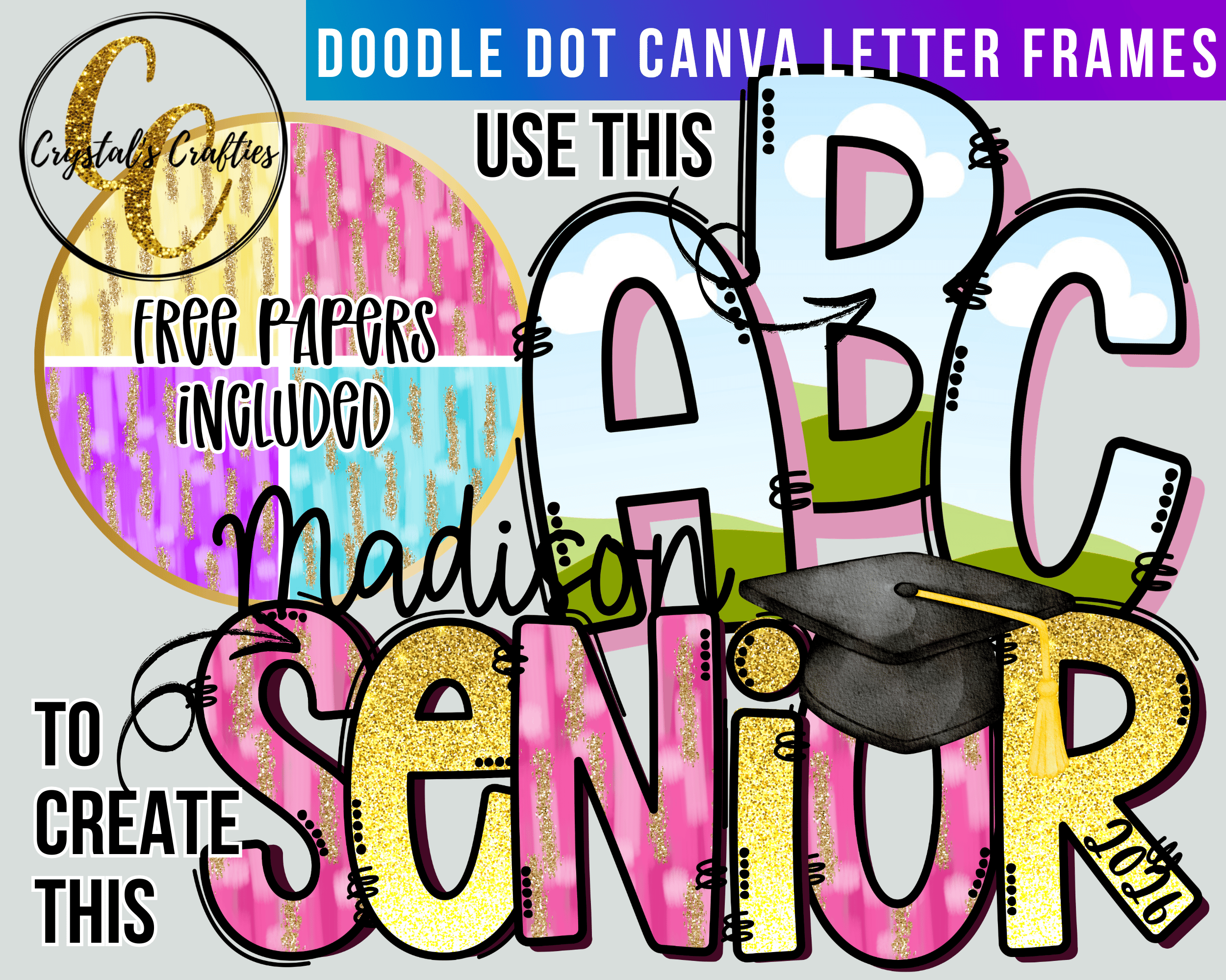 Doodle Dot Canva Letter Frames - Payhip