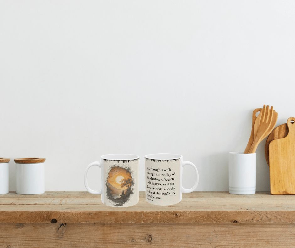 Sun-kissed Valley Psalm 23 Mug | Christian Faith Coffee Cup - Payhip