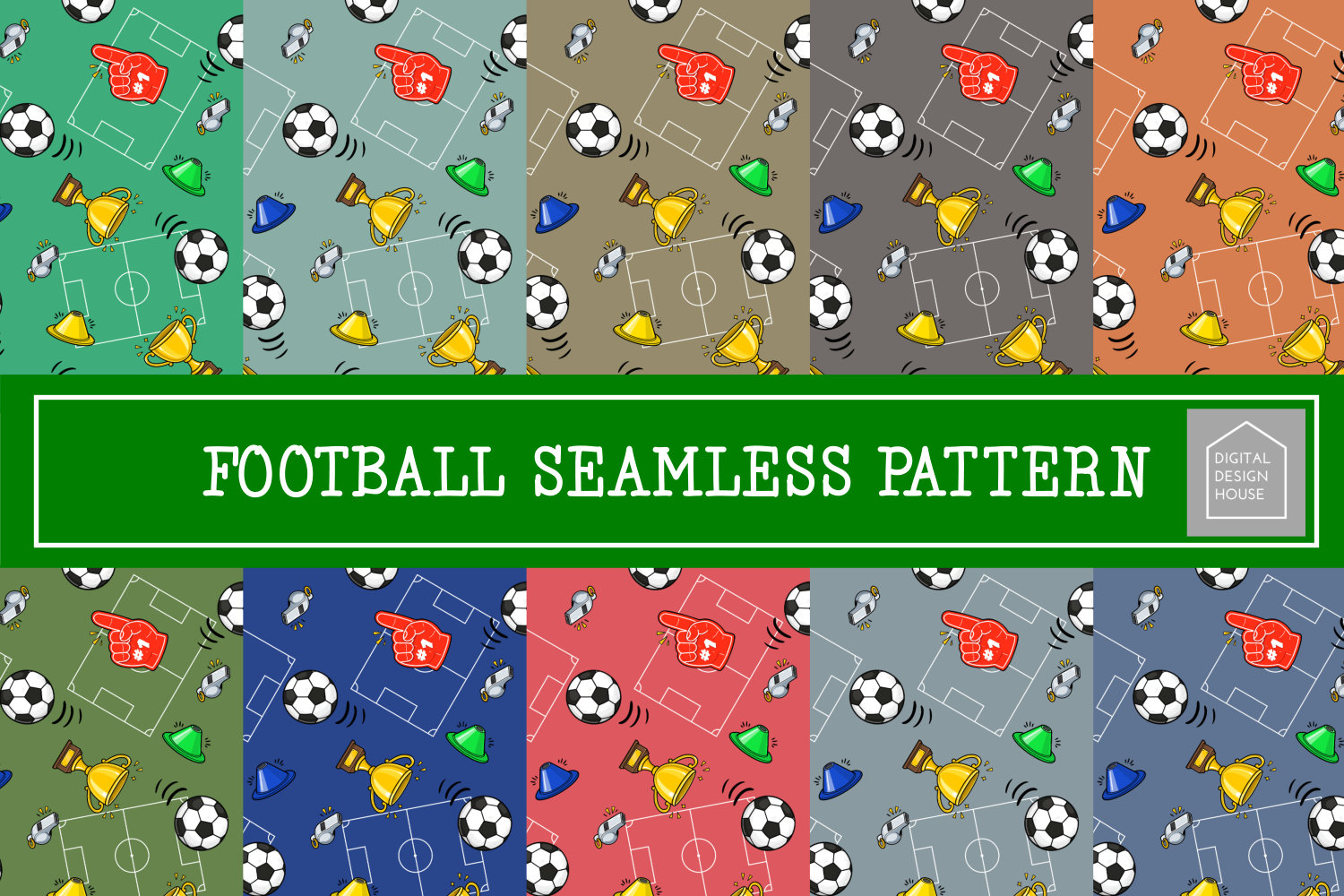 ⚽ Football Seamless Pattern Bundle | Sports Digital Papers | Soccer ...