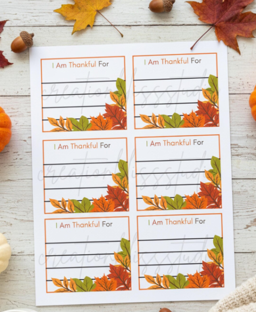 I Am Thankful For Cards Printable, Thanksgiving Gratitude Cards PD - Payhip