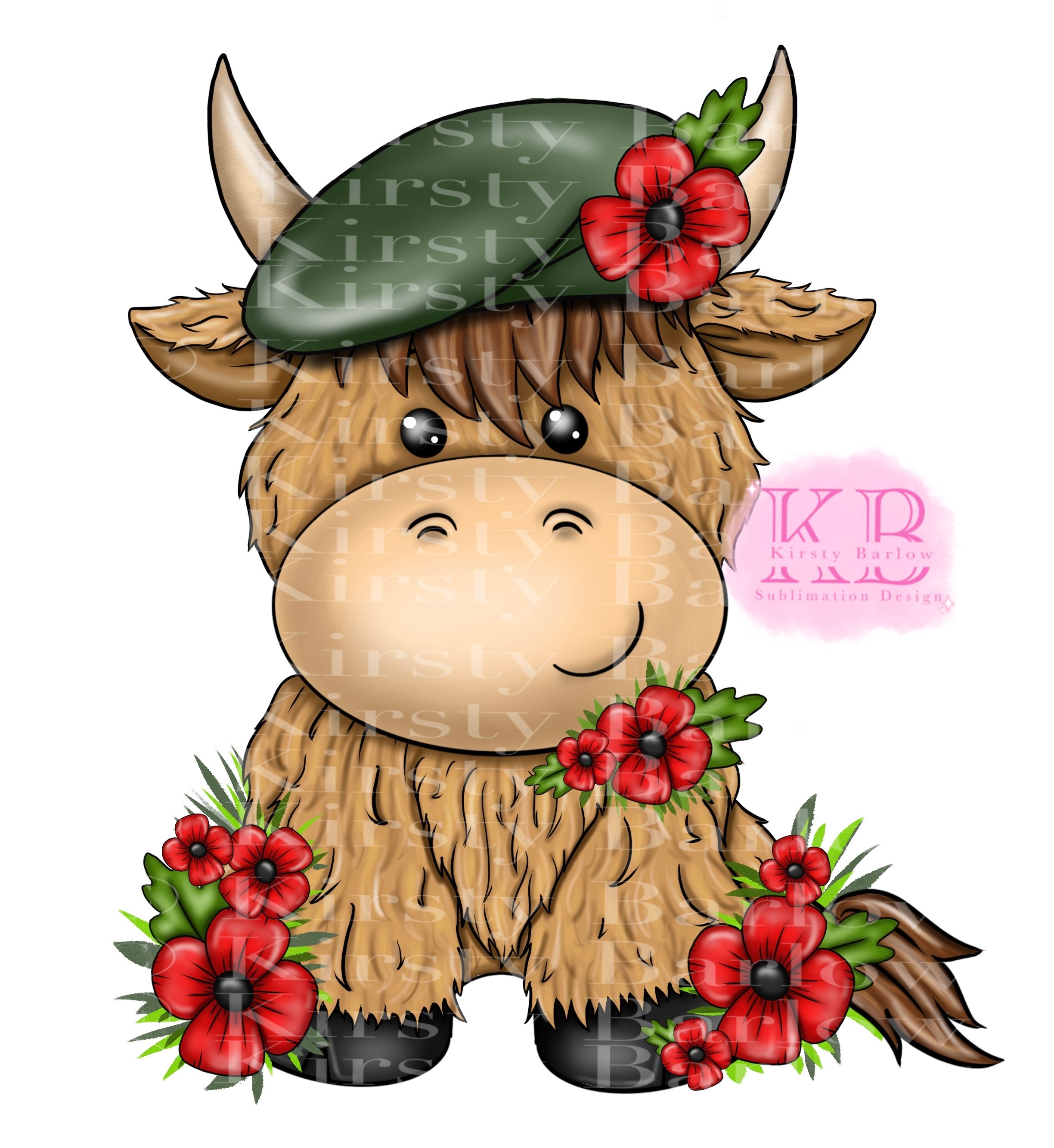 Remembrance poppy veteran highland cow design - Payhip