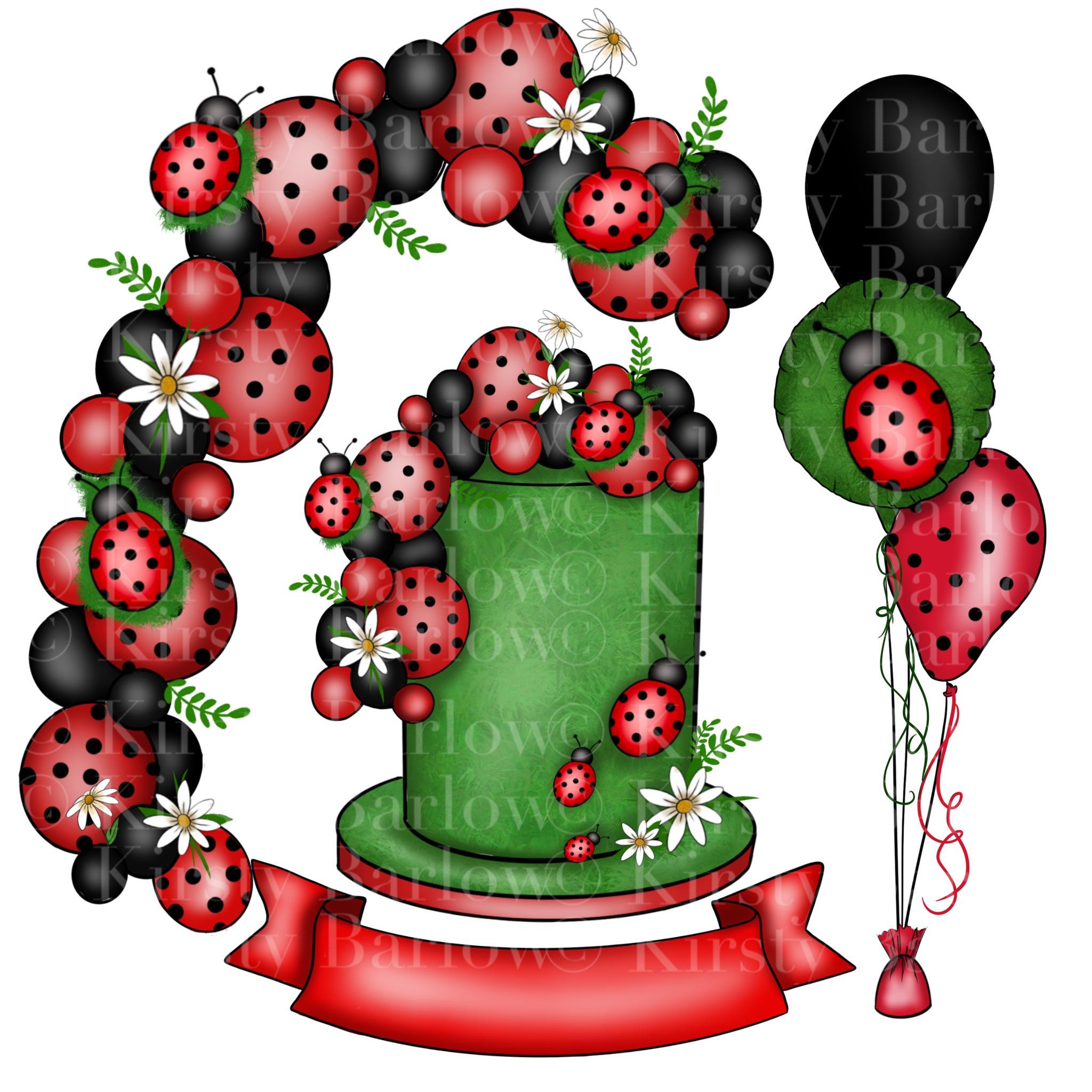 Ladybug birthday party clipart elements bundle - Payhip