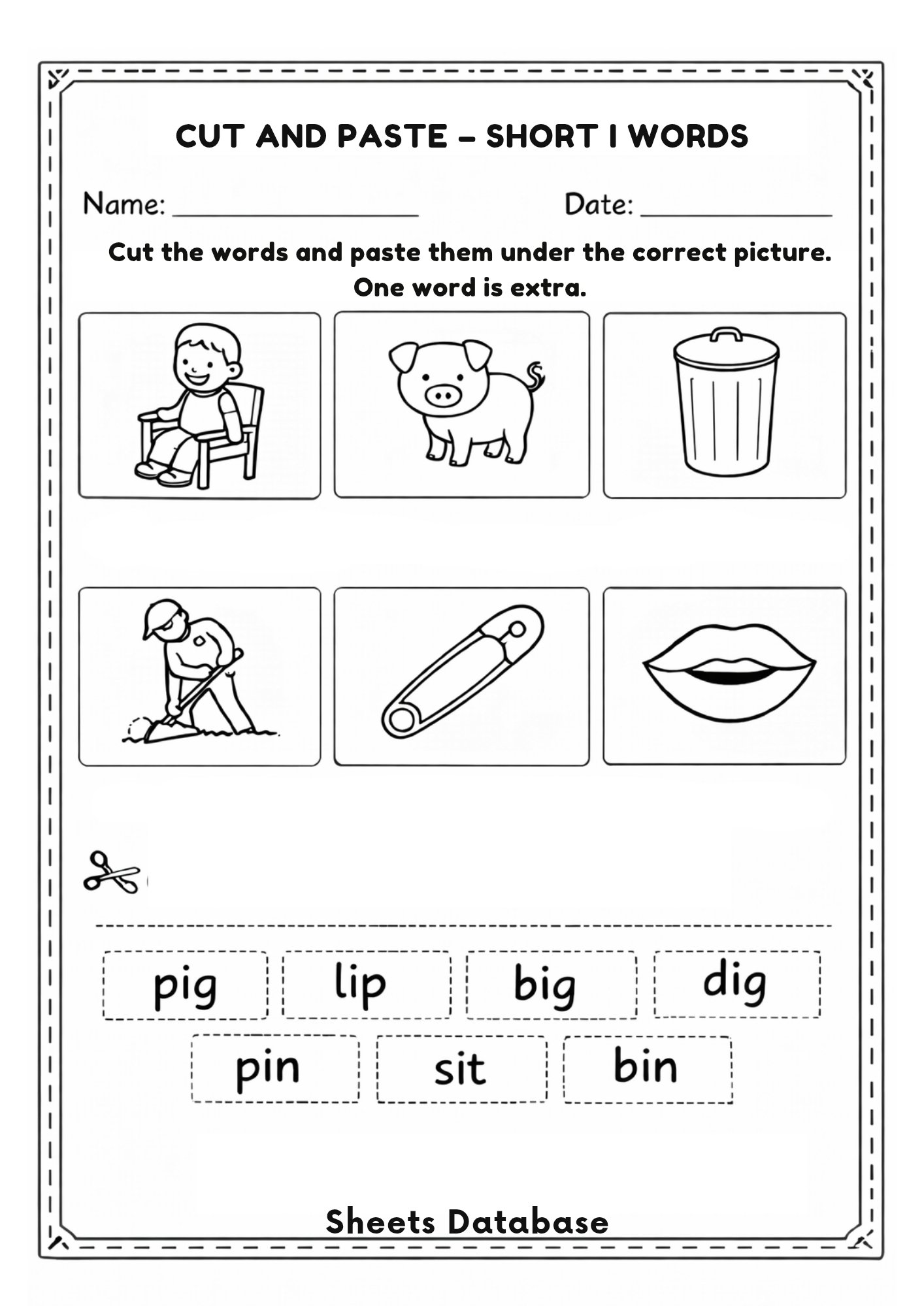 Short Vowels Cut and Paste Worksheets (A, E, I, O, U) - Payhip