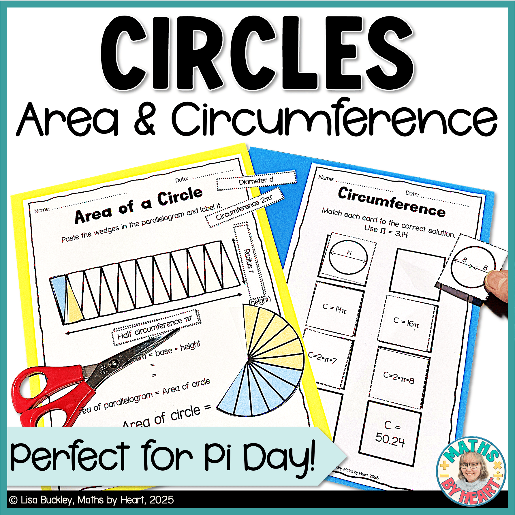 Pi Day Circumference & Area of a Circle Worksheet Activities & Game 7th ...