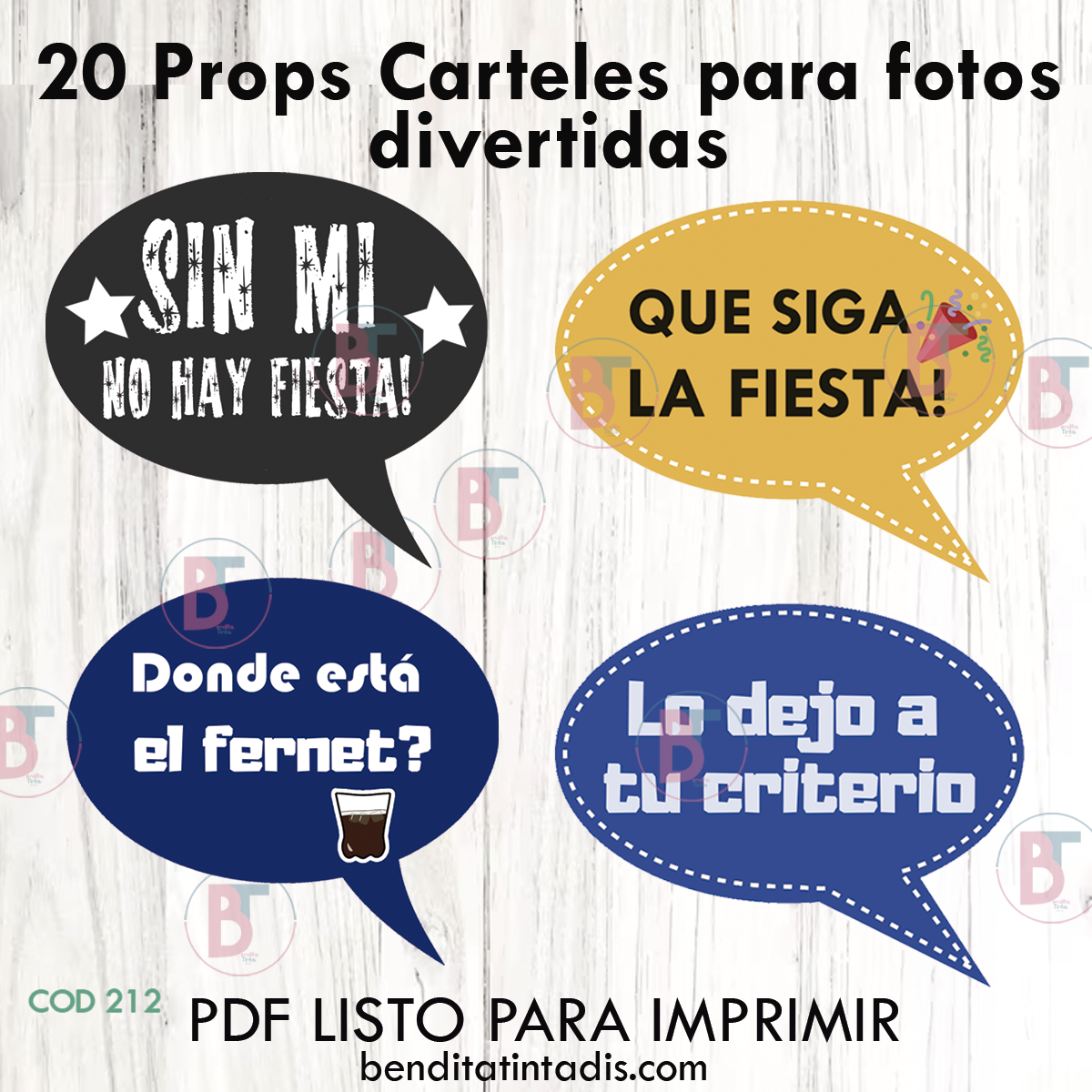 Carteles para Fotos Imprimibles – 20 Frases Divertidas para Cumpleaños ...