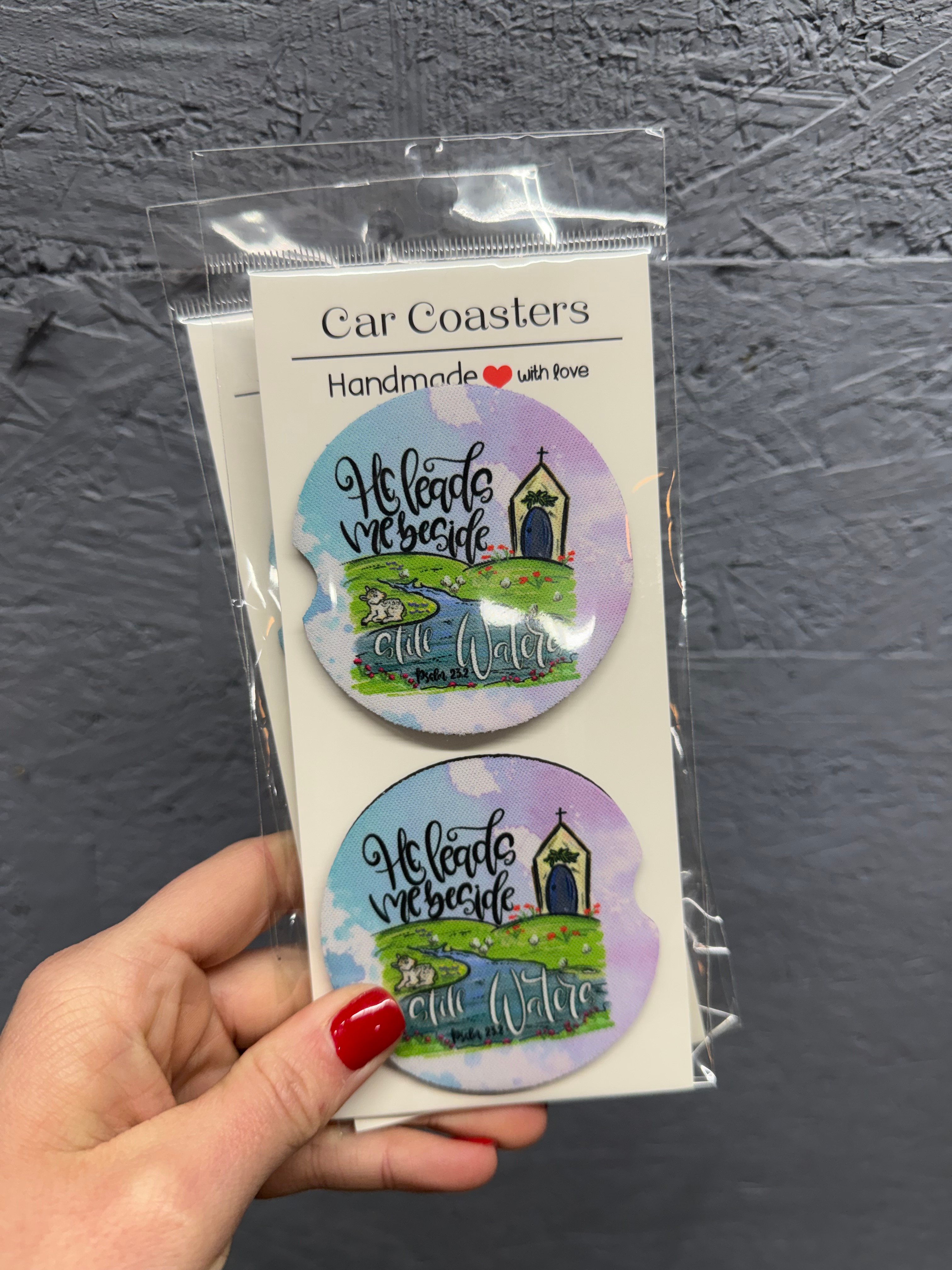 He Leads Me Beside Still Waters Car Coaster Set - Payhip