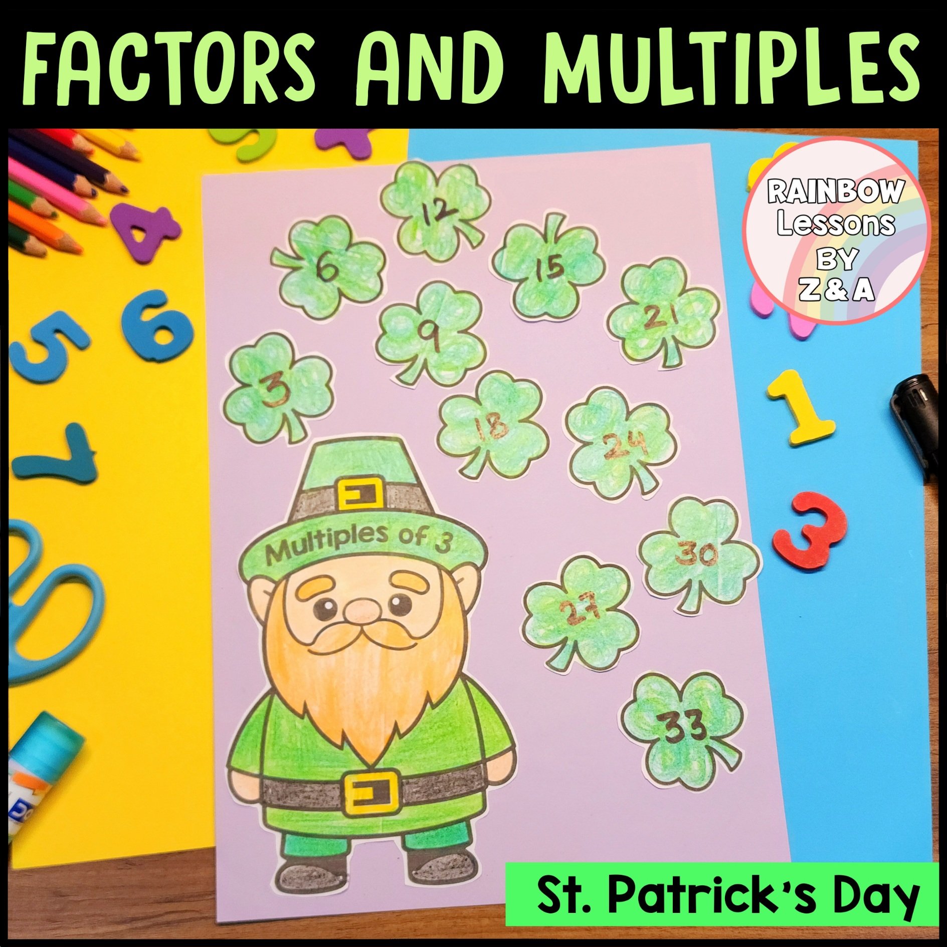 St Patricks Day Math Craft | Factors and Multiples Game | Leprechaun ...