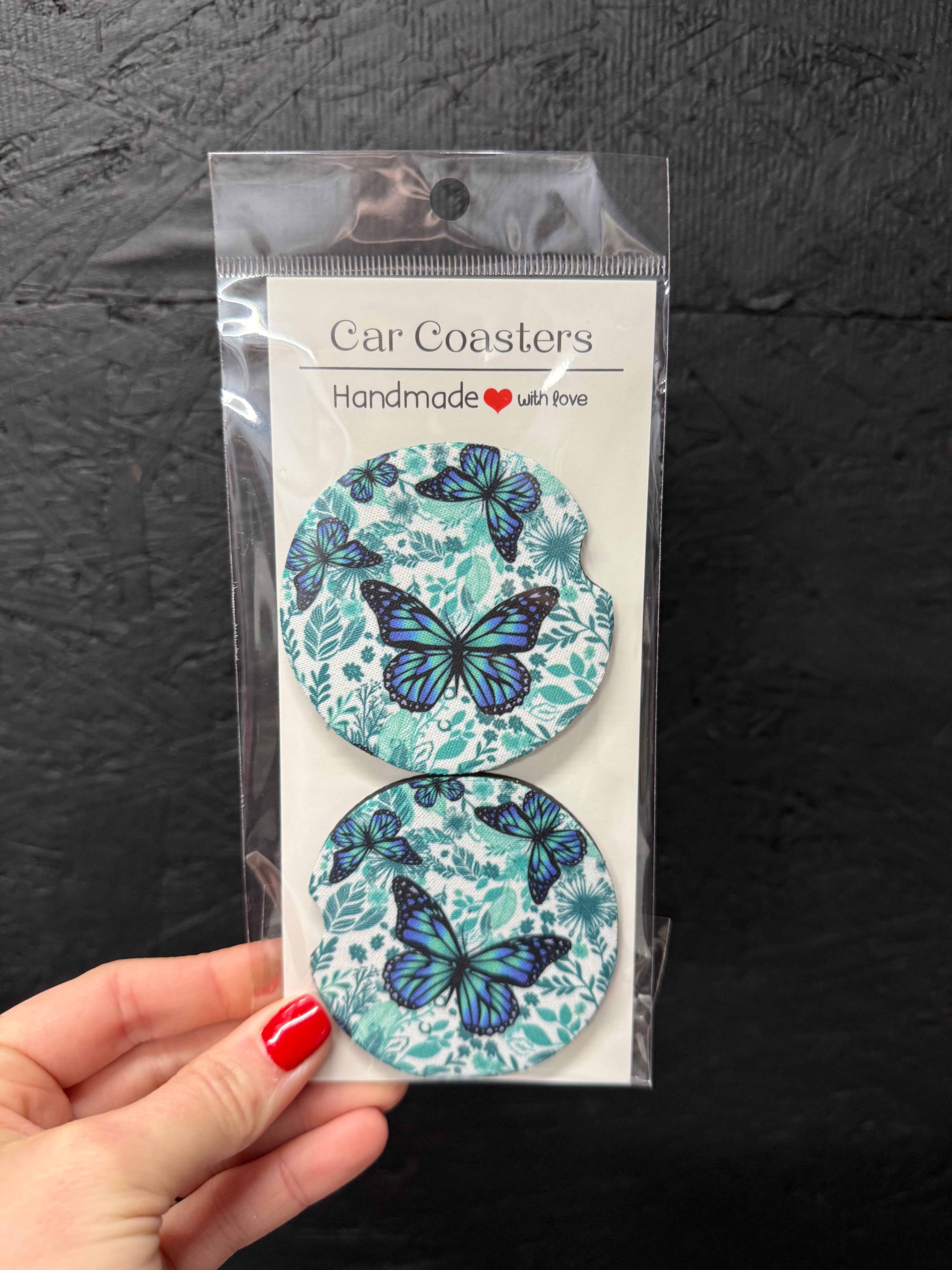 Blue Butterfly Car Coaster Set - Payhip