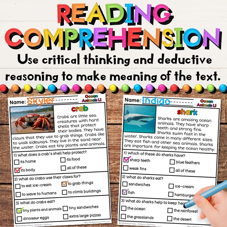Ocean Animals Nonfiction Close Reading Comprehension Passages ...