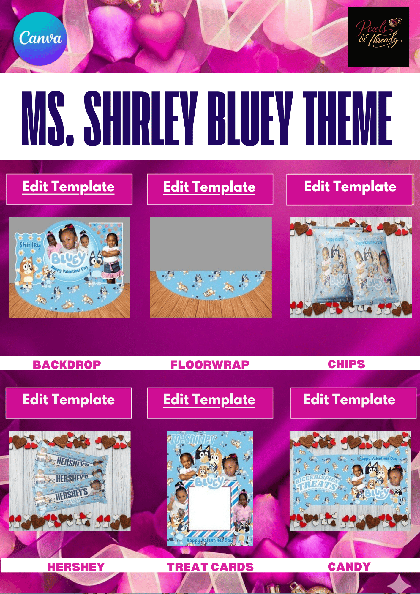 Ultimate Bluey Party Bundle – Editable Canva Templates | Chip Bags ...