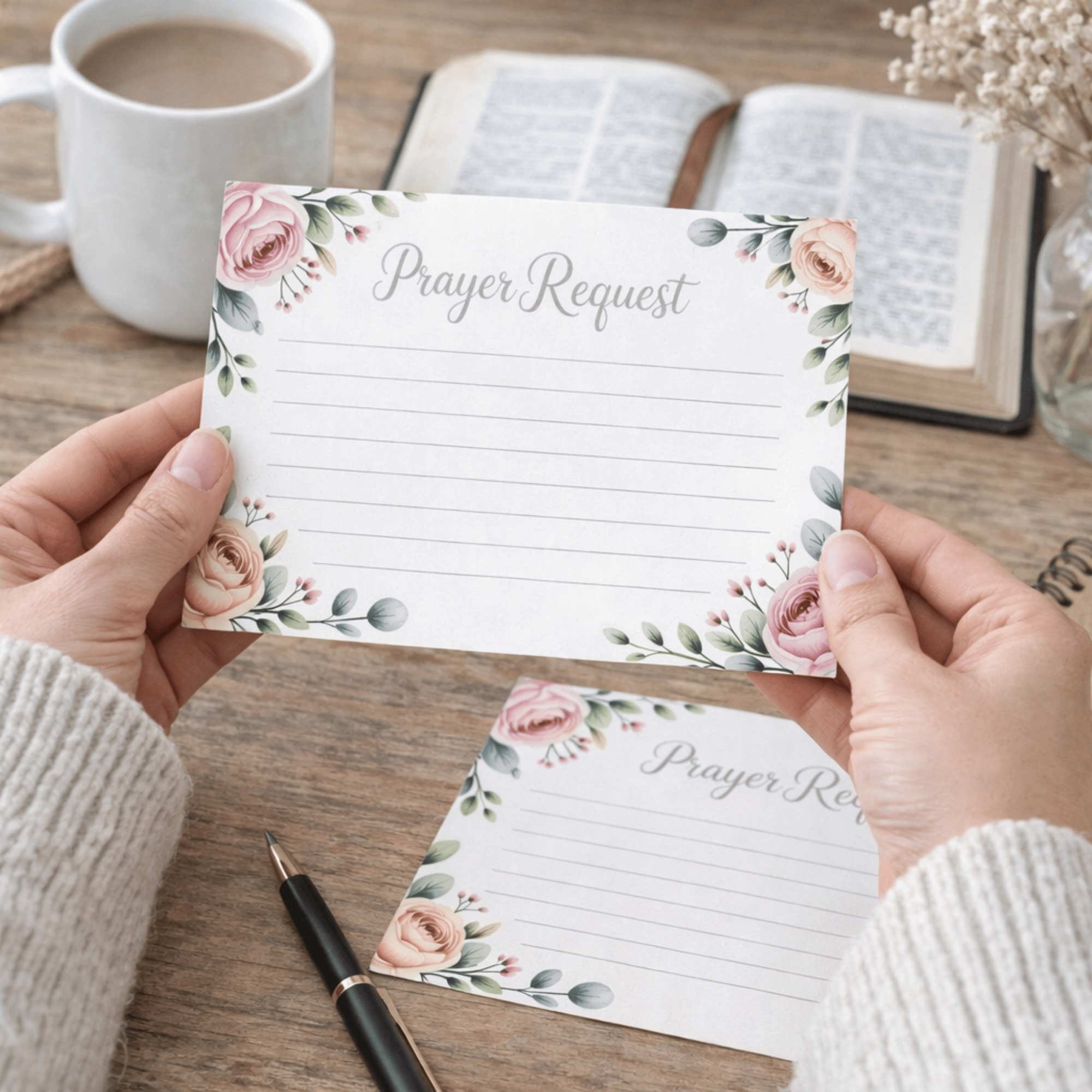 Printable Prayer Request Cards |Floral Christian Printable | Prayer ...
