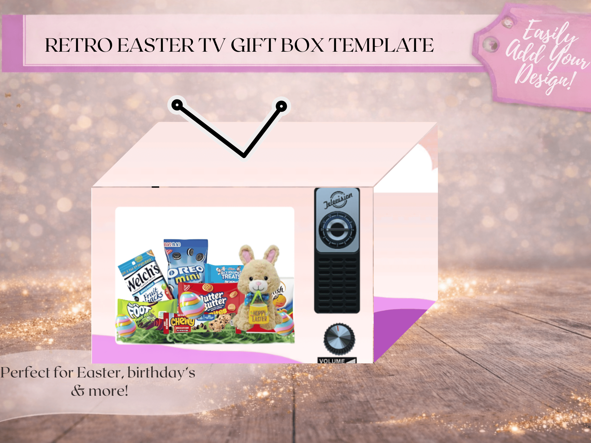 Retro Easter TV Gift Box Template - Payhip