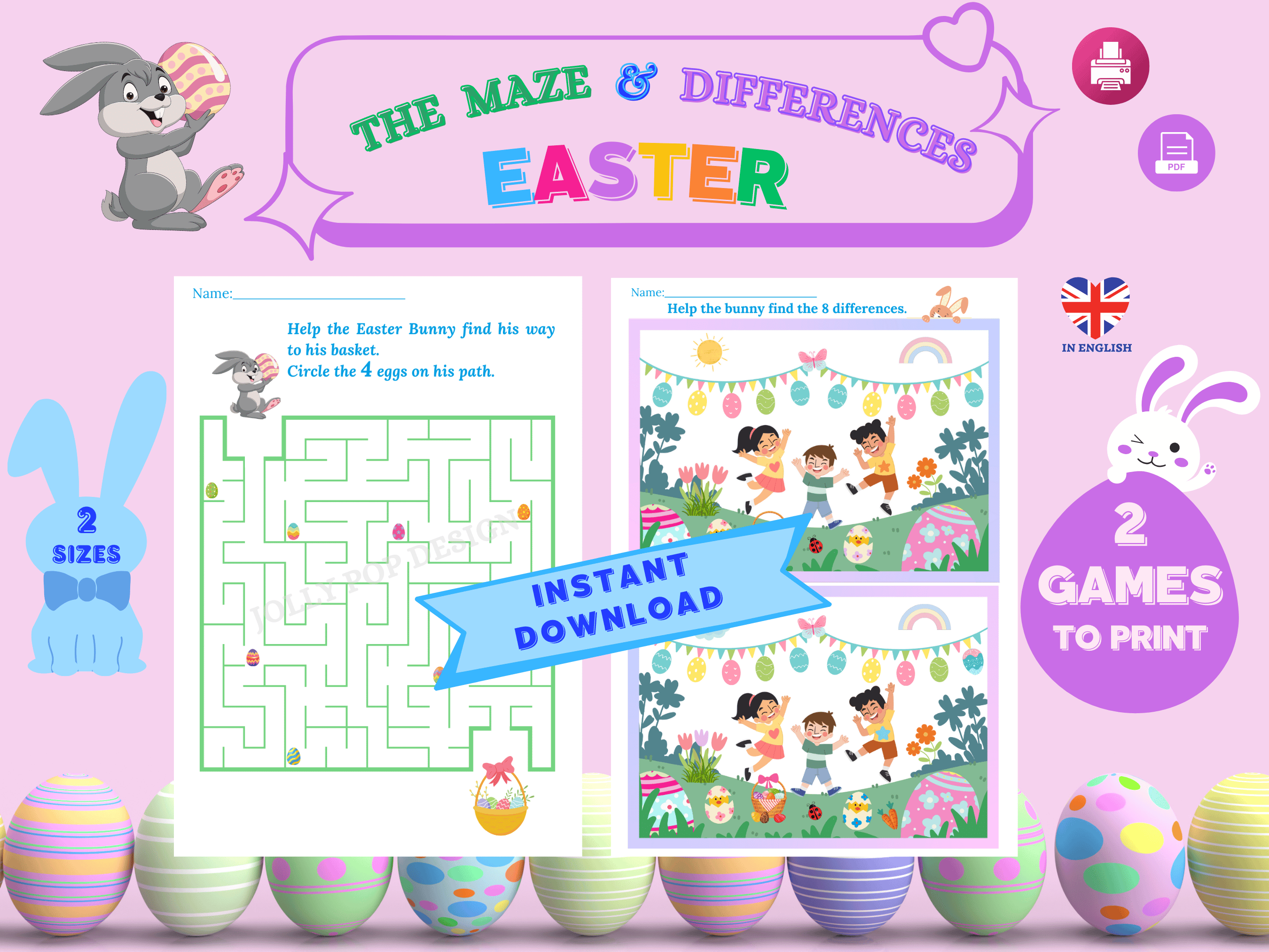 Easter Maze and Find the Differences Games - Printable Easter ...