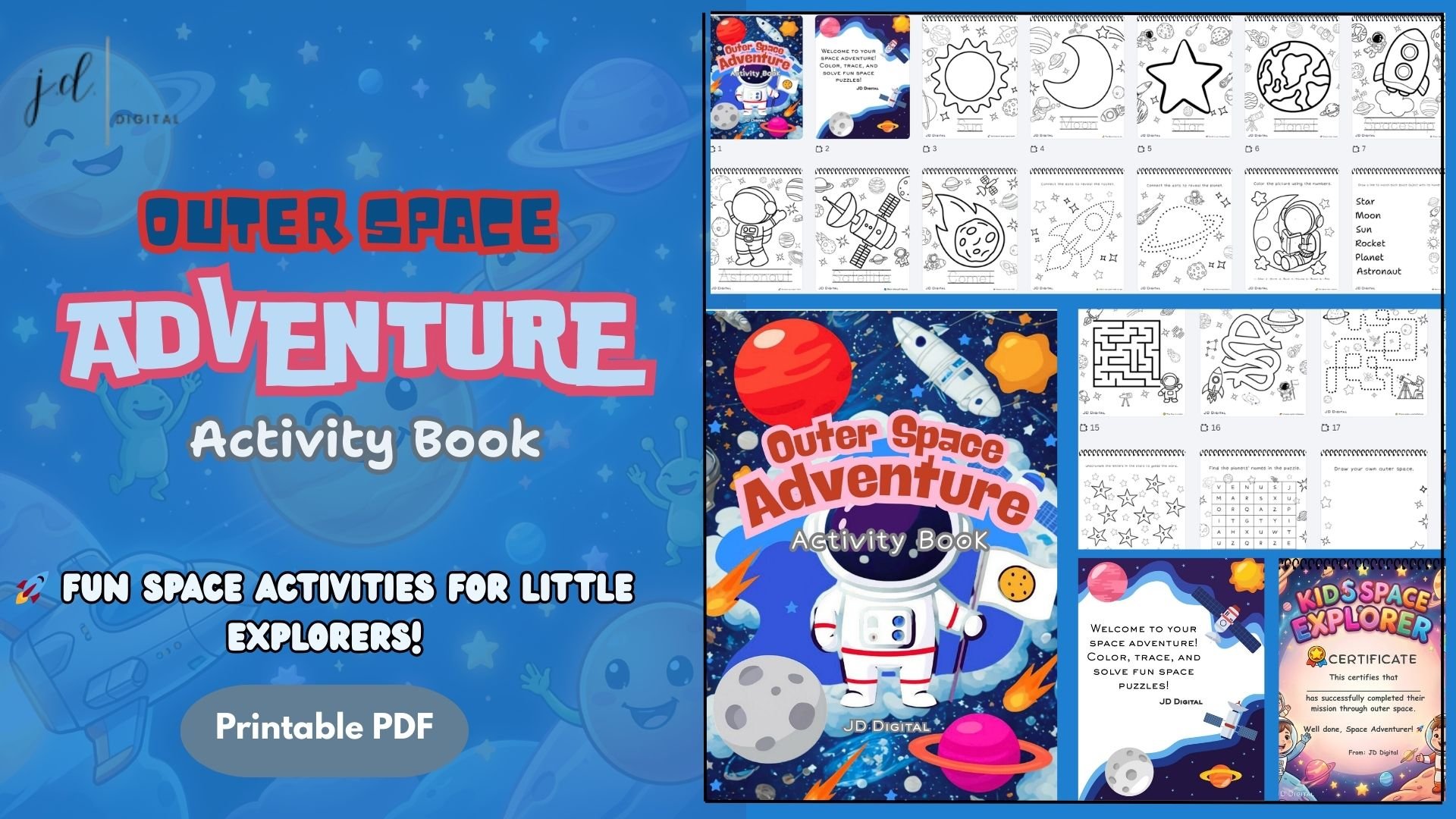 Outer Space Adventure Activity Book for Kids by JD Digital - Payhip