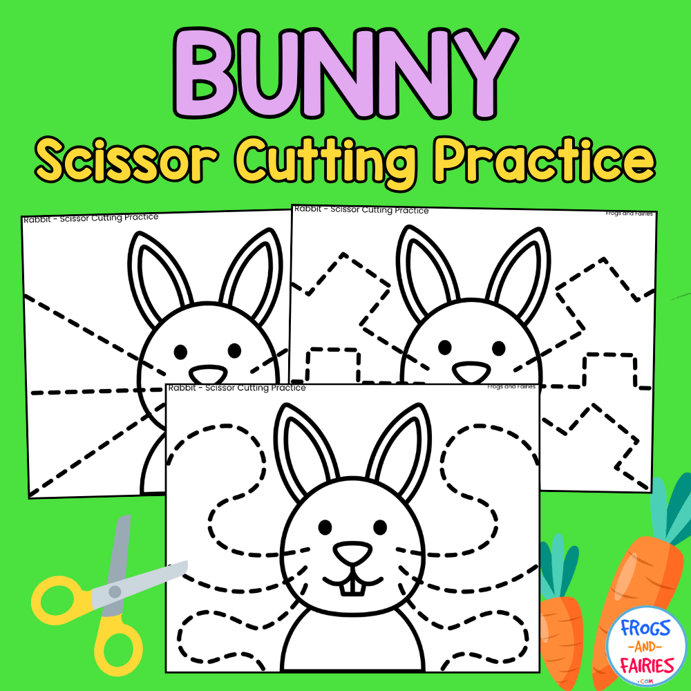 Easter Scissor Skills No-Prep Rabbit Cutting Worksheets | Fine Motor ...
