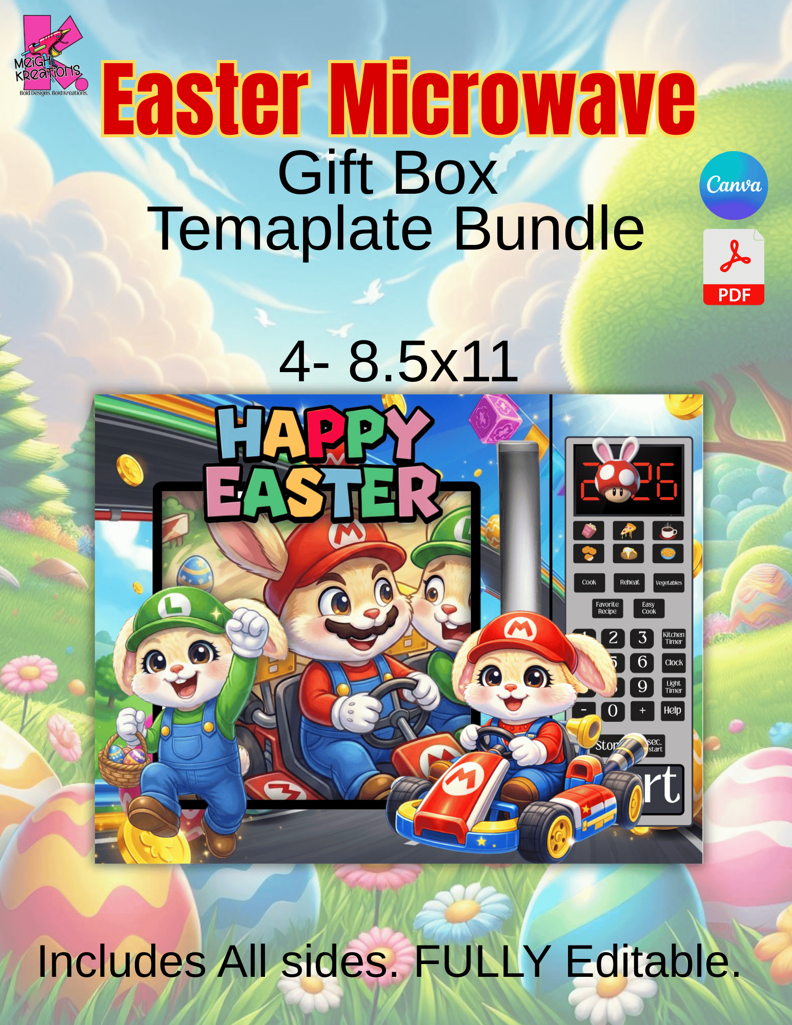 4- 11x8.5 Easter Microwave Gift Box Template Bundle - Payhip