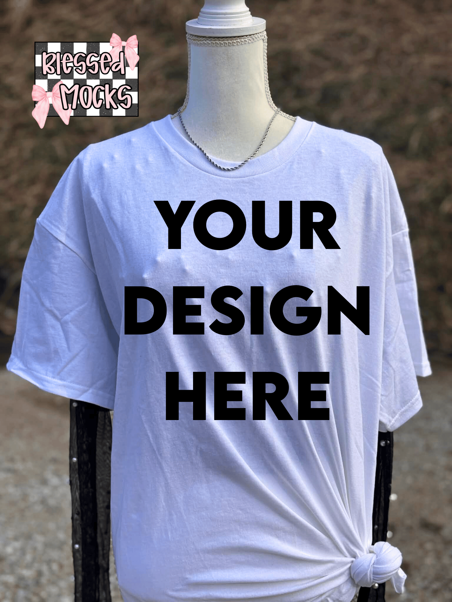 Gildan White knotted IRL T-shirt mockup - Payhip