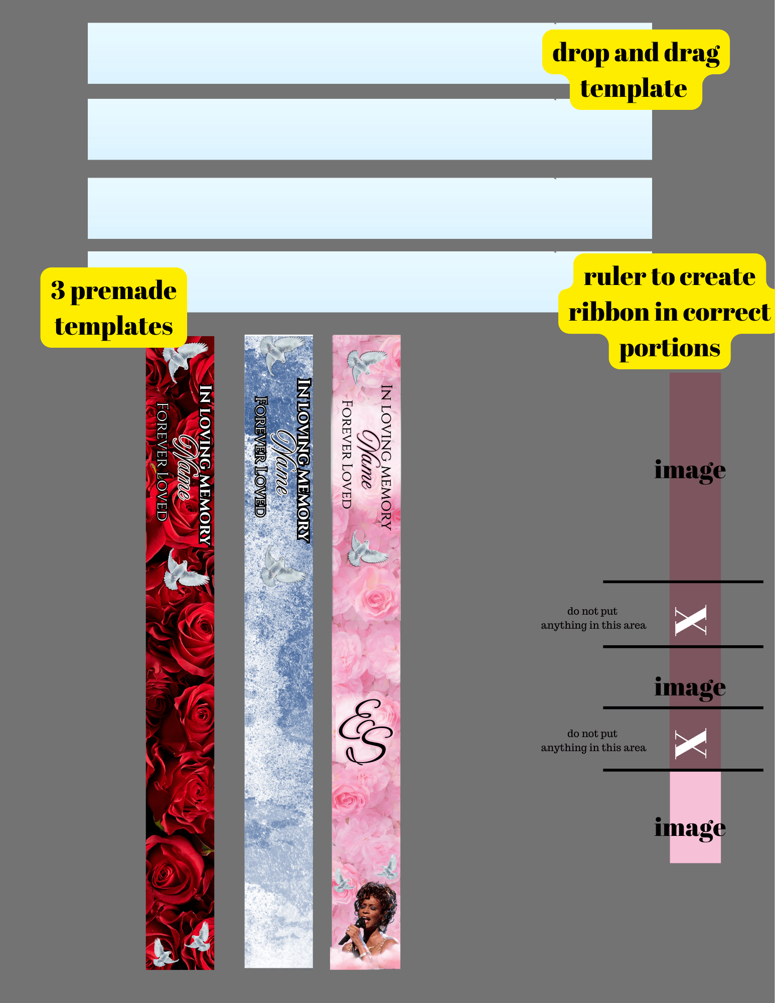 Memorial Ribbon Canva Template Bundle | 3 Premade Funeral Ribbons Drag ...