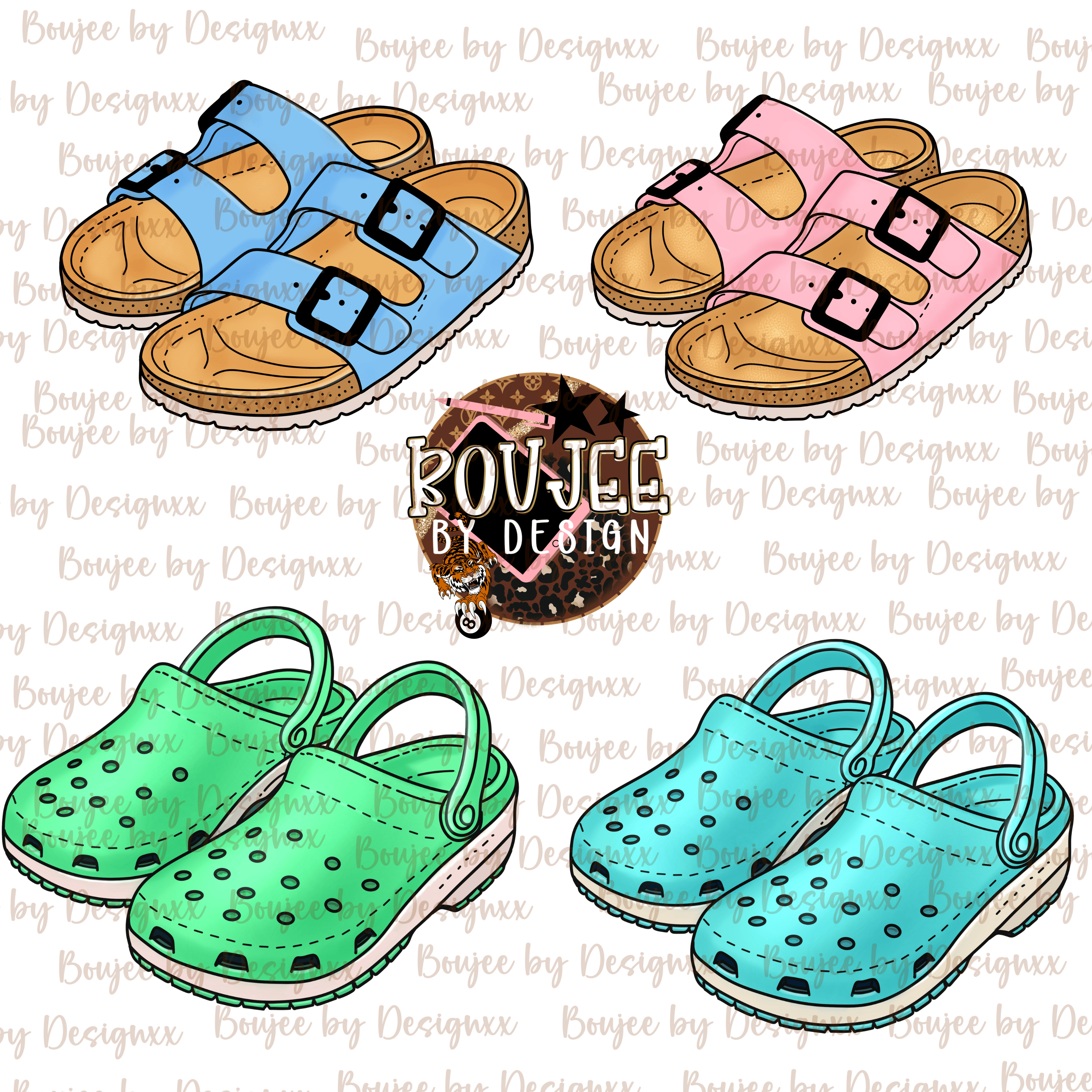 Summer Sandals & Clogs Clipart Bundle | Cute Shoe PNG Set | Beach ...