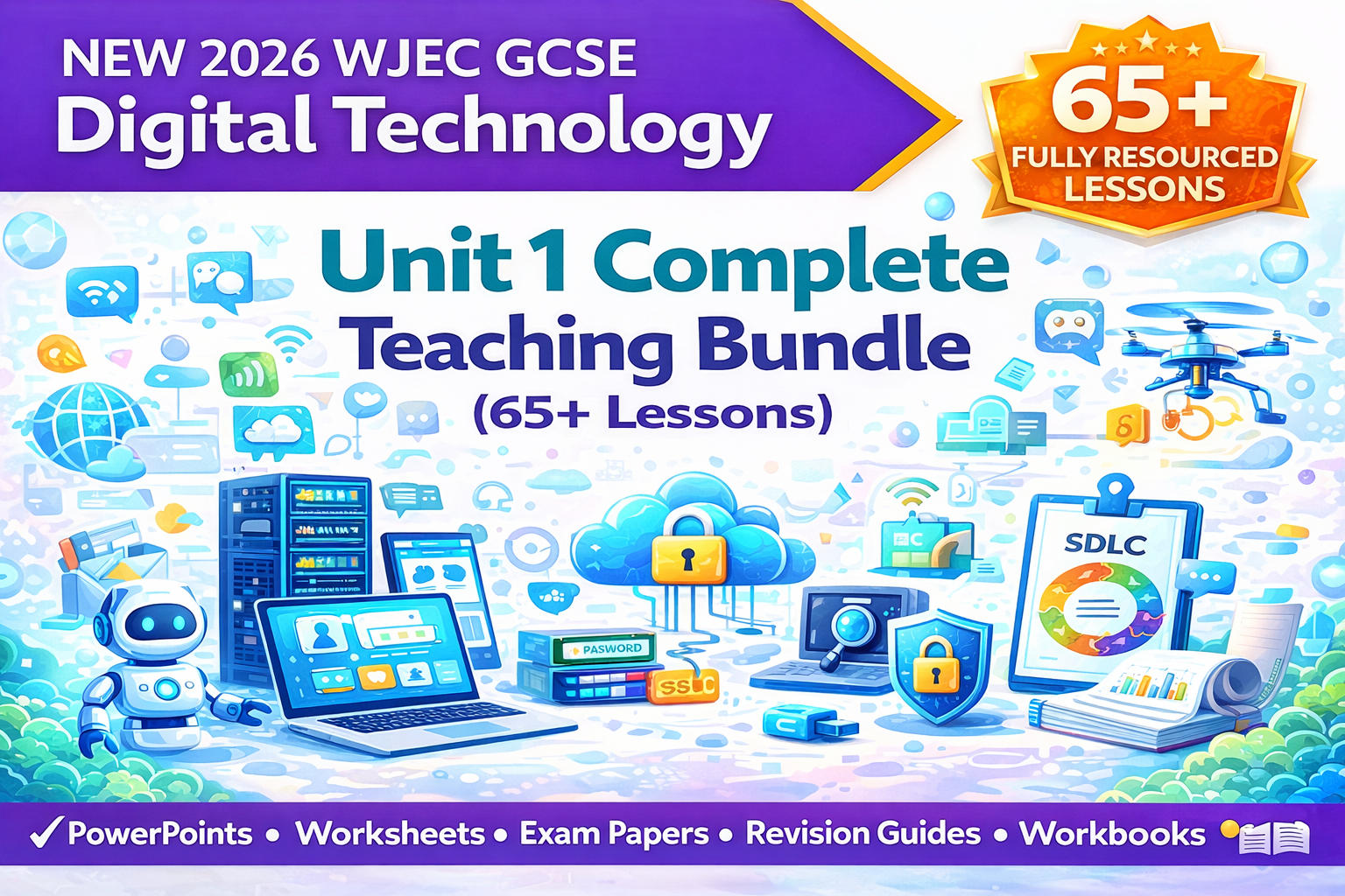 NEW 2026 WJEC GCSE Digital Technology Unit 1 Complete Teaching Bundle ...