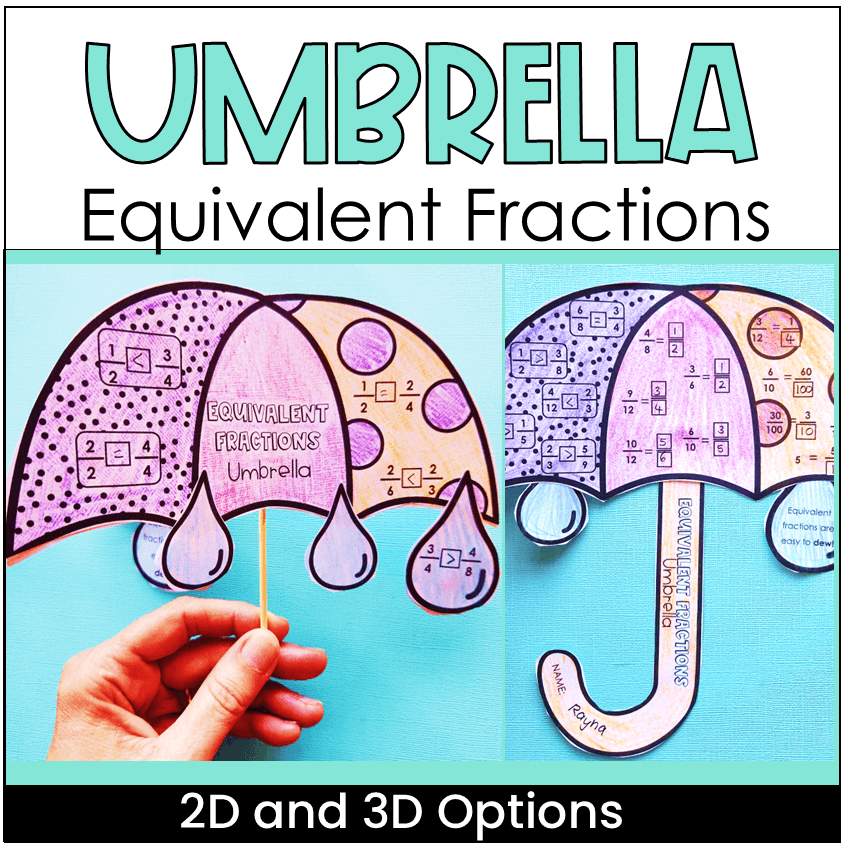 Spring Umbrella Equivalent Fractions Craft Math Activity