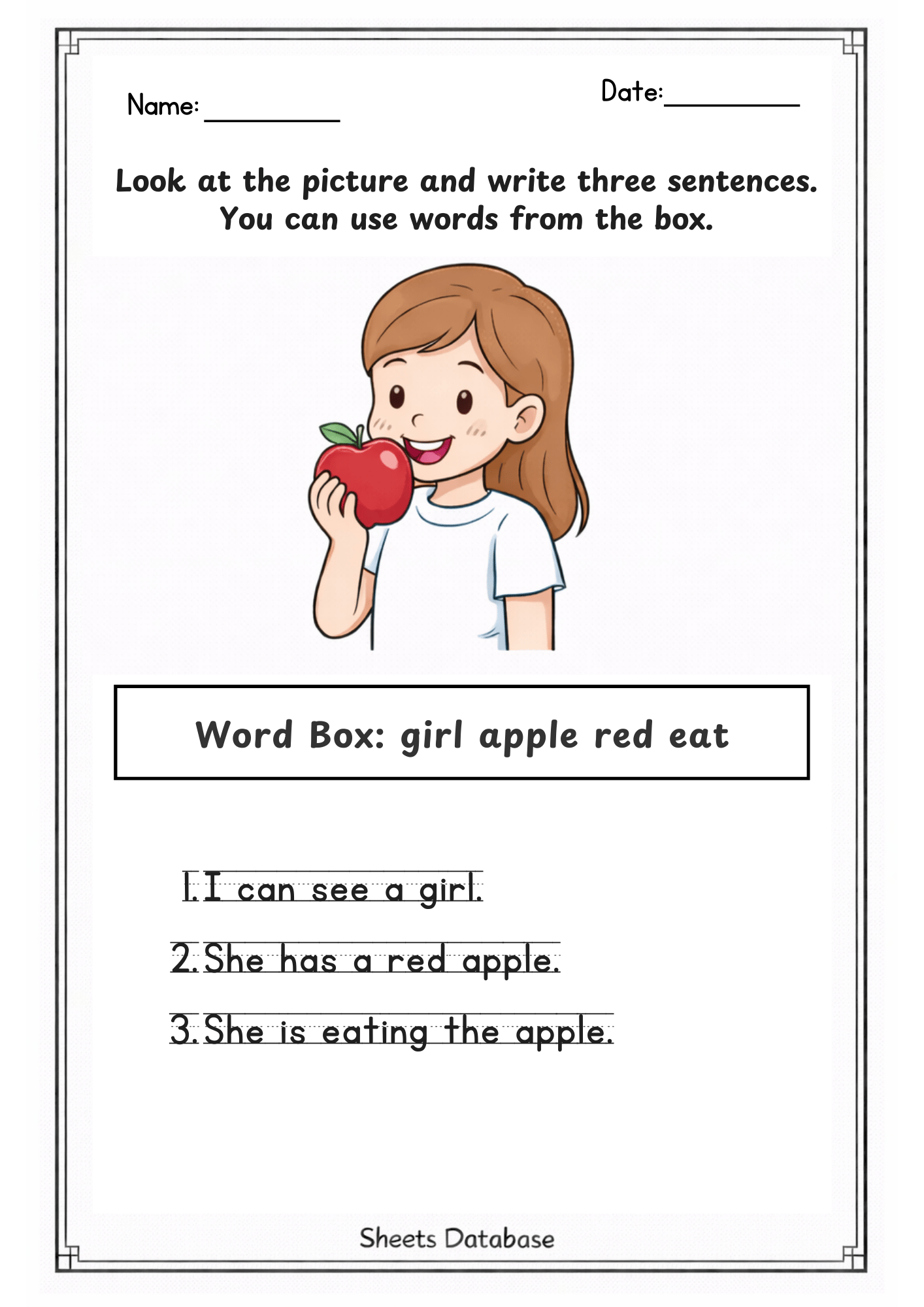Picture Writing Worksheets with Key Answers – Grade 1 - Payhip