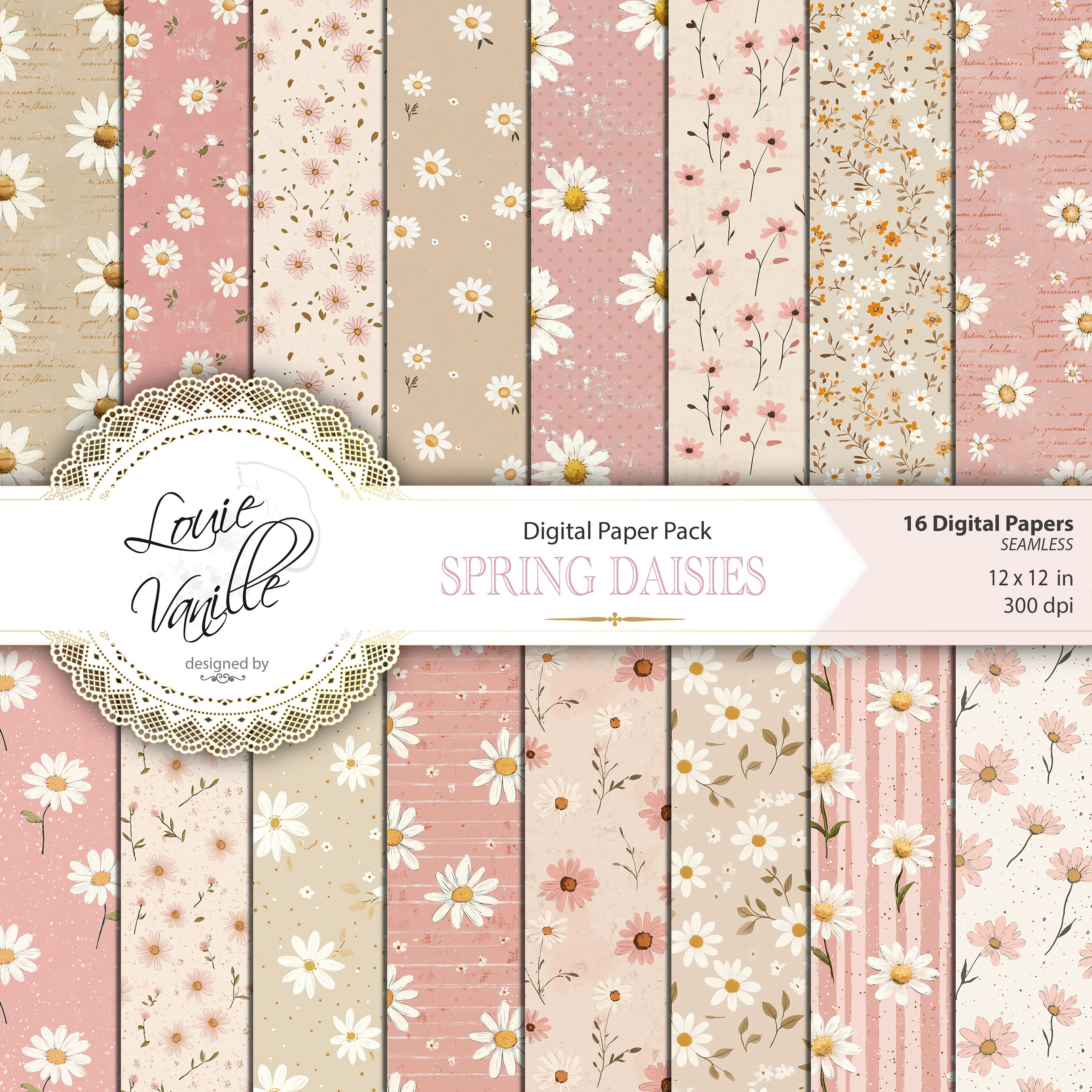 Pink Spring Daisies Digital Paper - Payhip