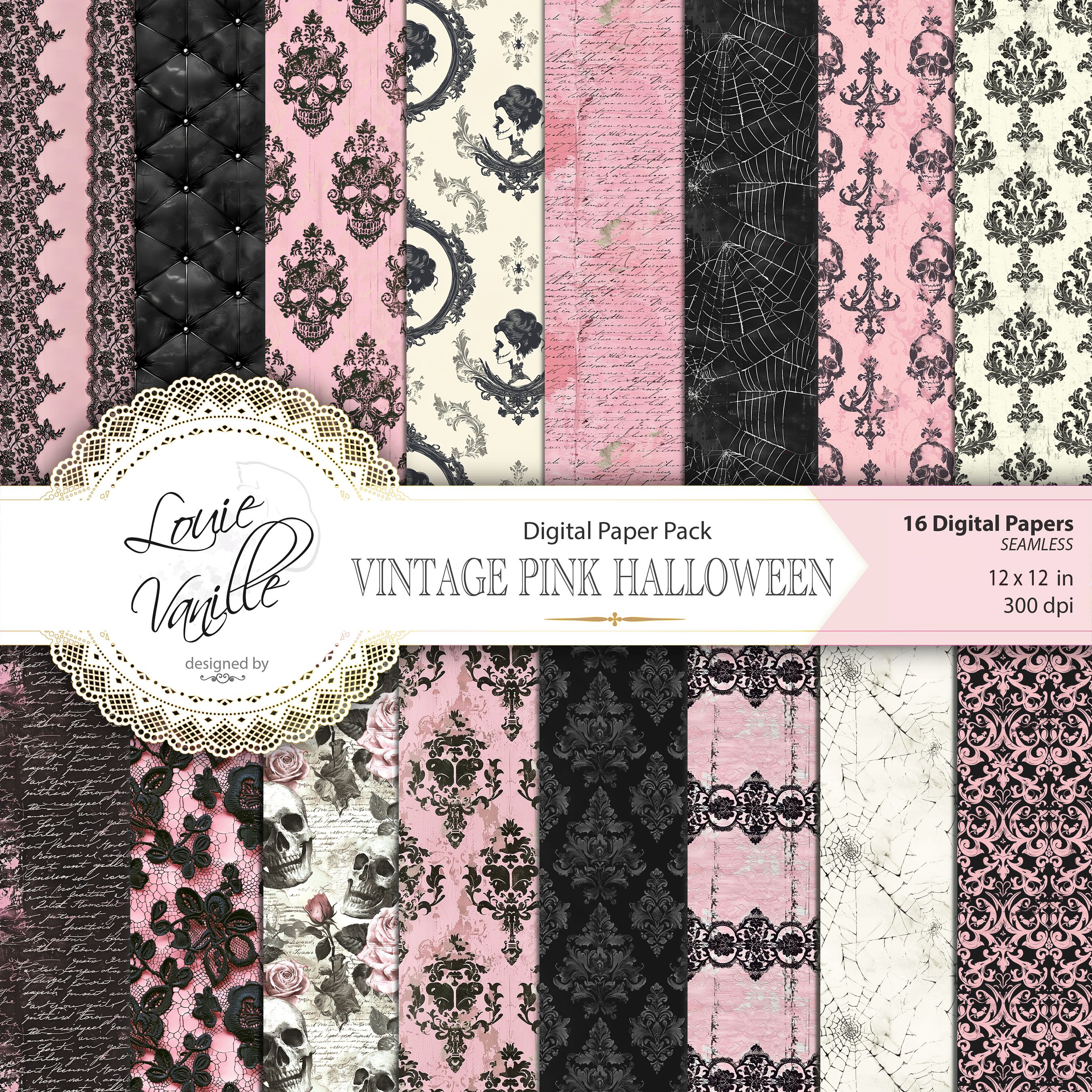 Vintage Pink Halloween Digital Paper - Payhip