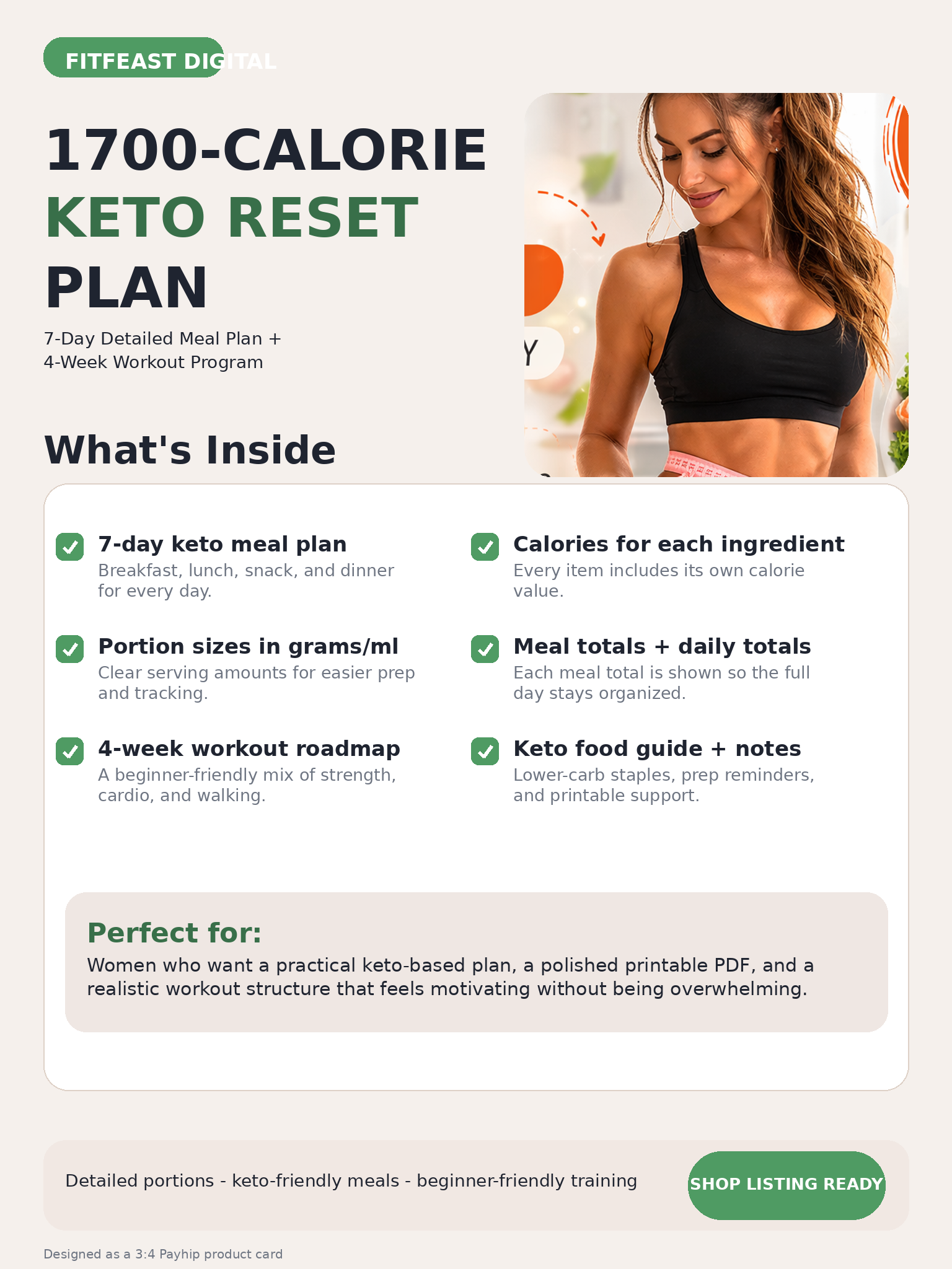 1700-Calorie Keto Reset Plan: 7-Day Detailed Meal Plan 4-Week Workout ...