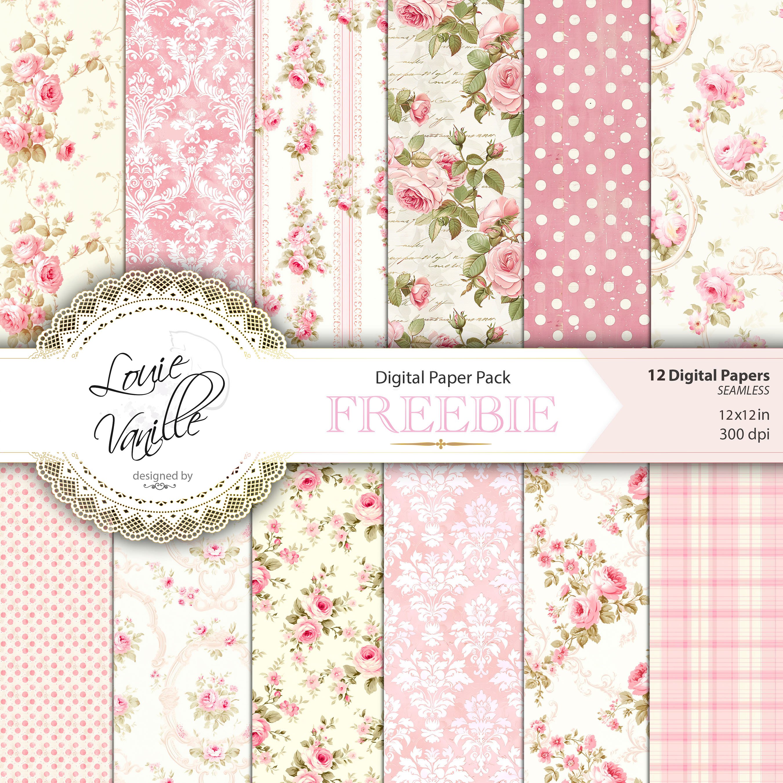 Freebie Pink Floral Coquette Digital Paper - Payhip