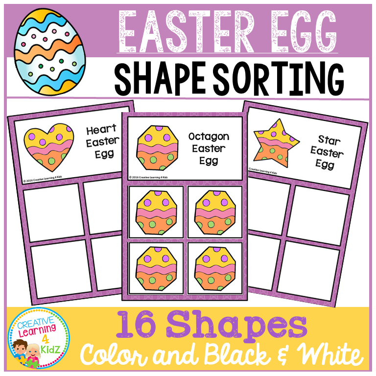 Easter Egg Shape Sorting Mats – 16 Shapes Spring Matching Activity