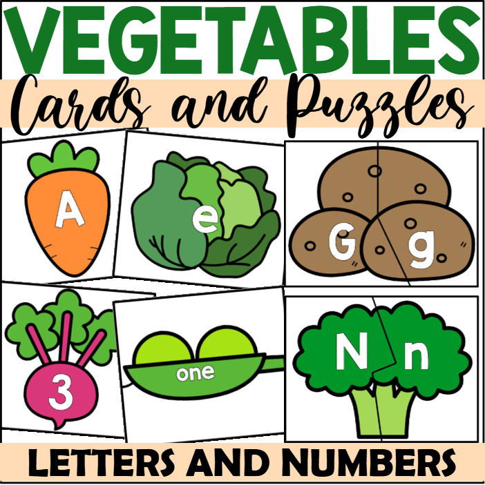 Vegetable Alphabet and Number Cards and Puzzles