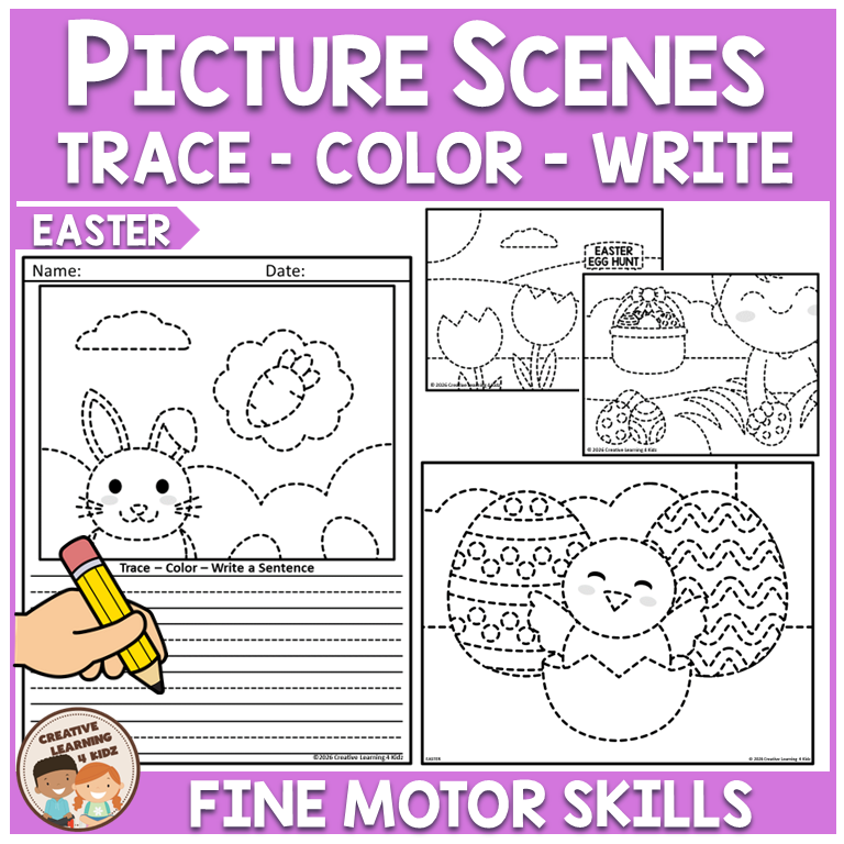 Easter Tracing & Coloring Scenes | Fine Motor & Pre-Writing Practice