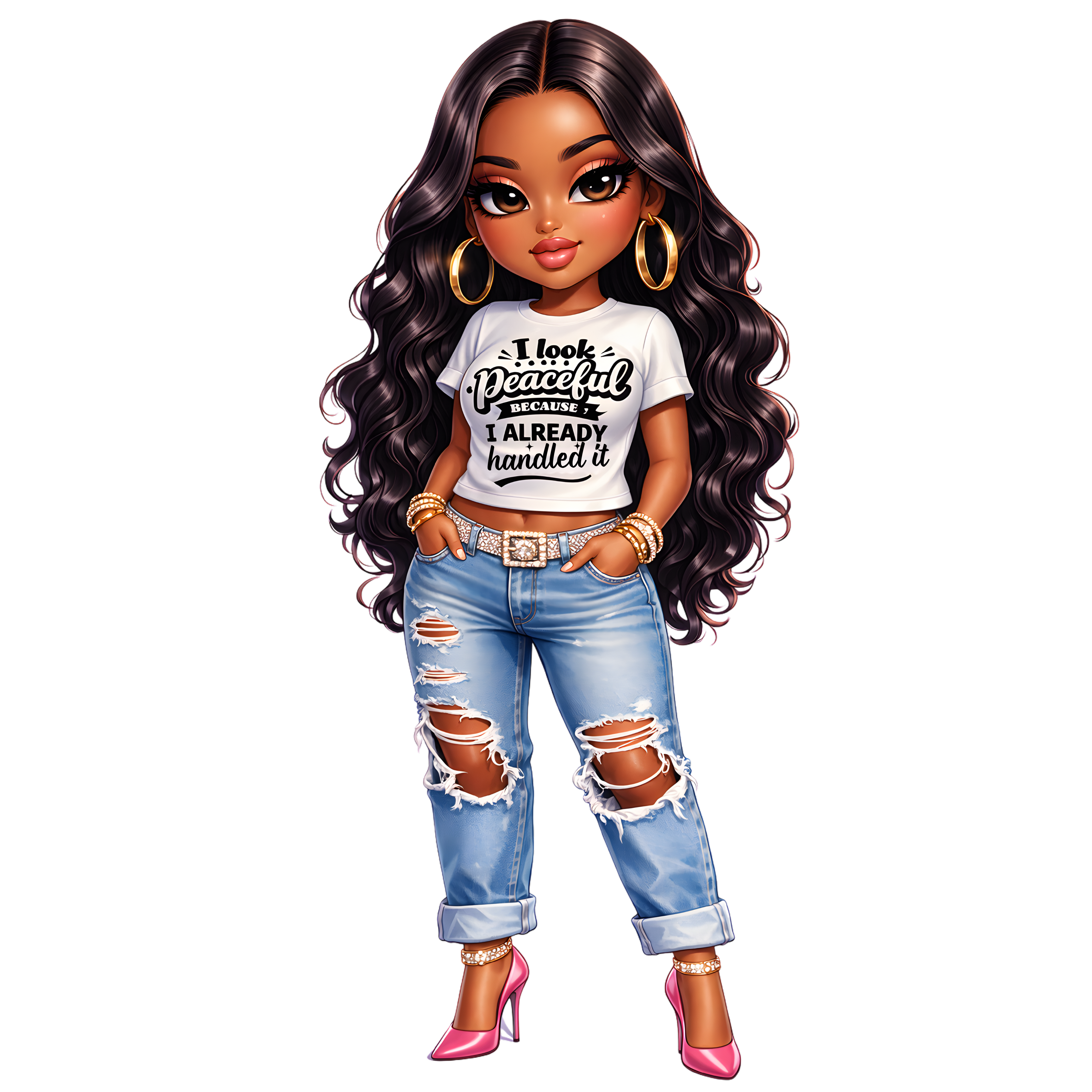 Calm, Cute & Handled 💅🏾 | Black Girl PNG | Bratz Style Boss Babe ...