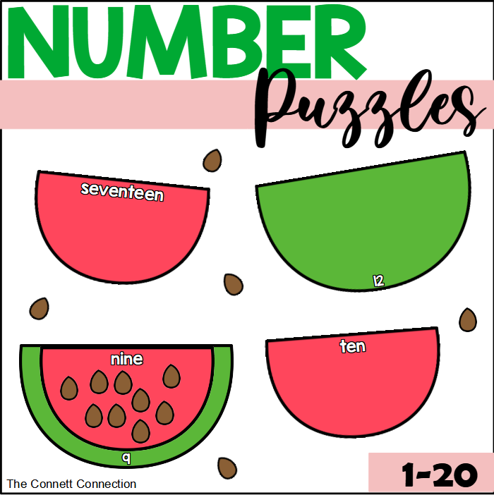 Watermelon Alphabet and Number Cards and Puzzles