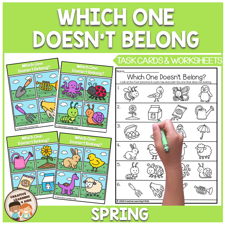 Spring Which One Doesn’t Belong | Odd One Out Critical Thinking Task Cards