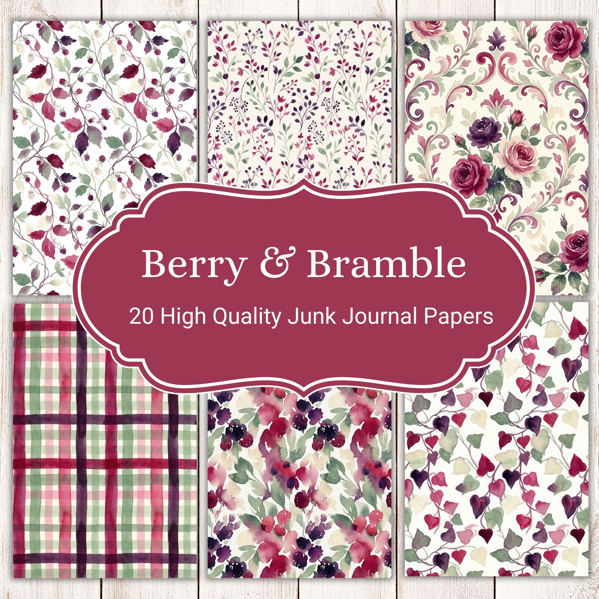 20 Berry & Bramble Patterned Papers | Printable Junk Journal Papers ...