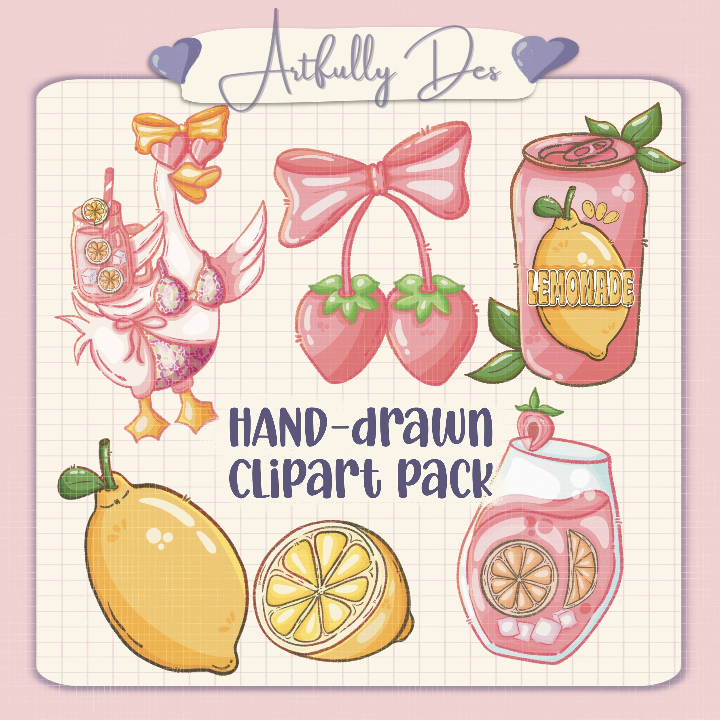 Pink Lemonade Clipart Bundle Silly Goose PNG Goose Clipart Pack Pink ...